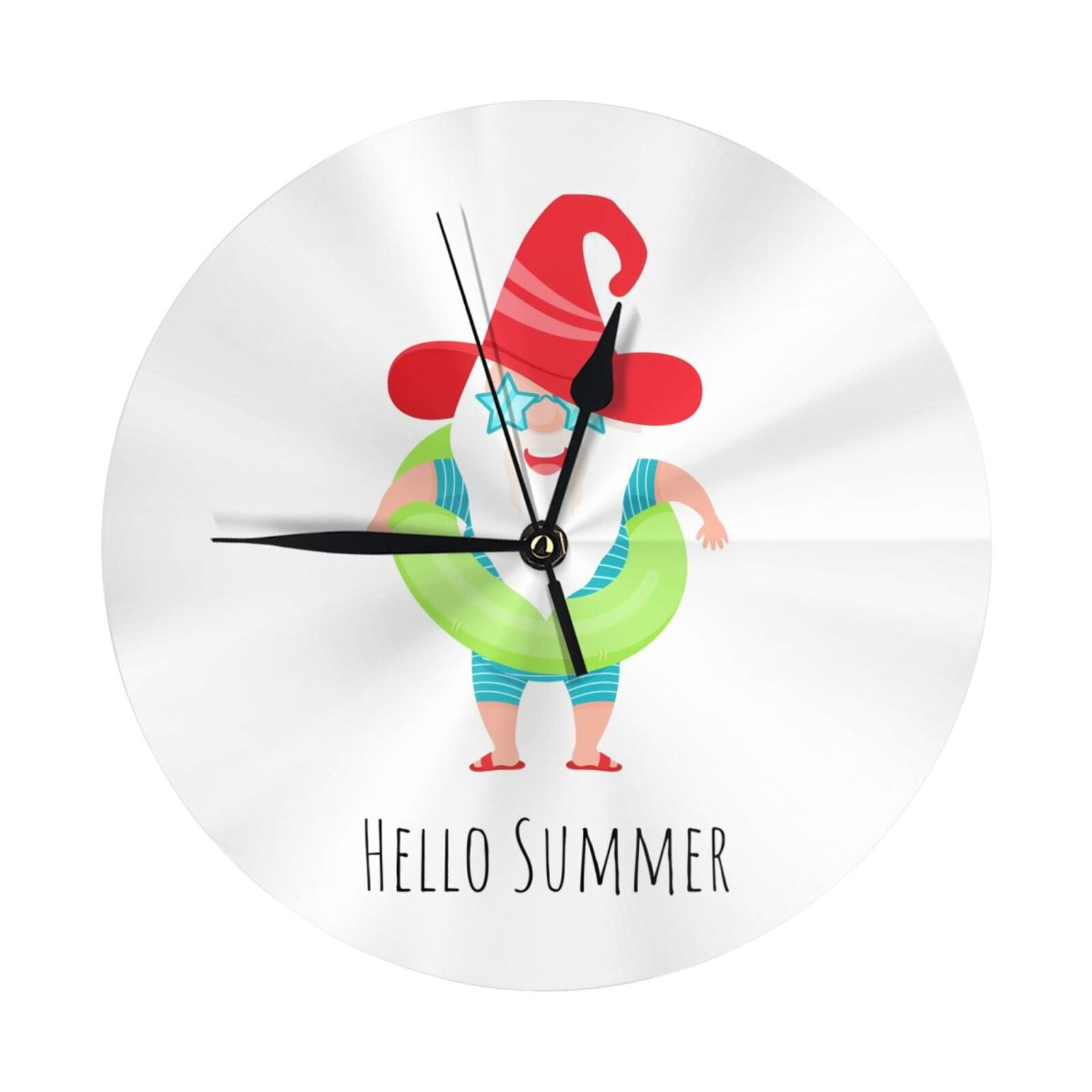 Wall Clock, Hello Summer Gnome 2 Wall Clocks Battery Operated Silent ...