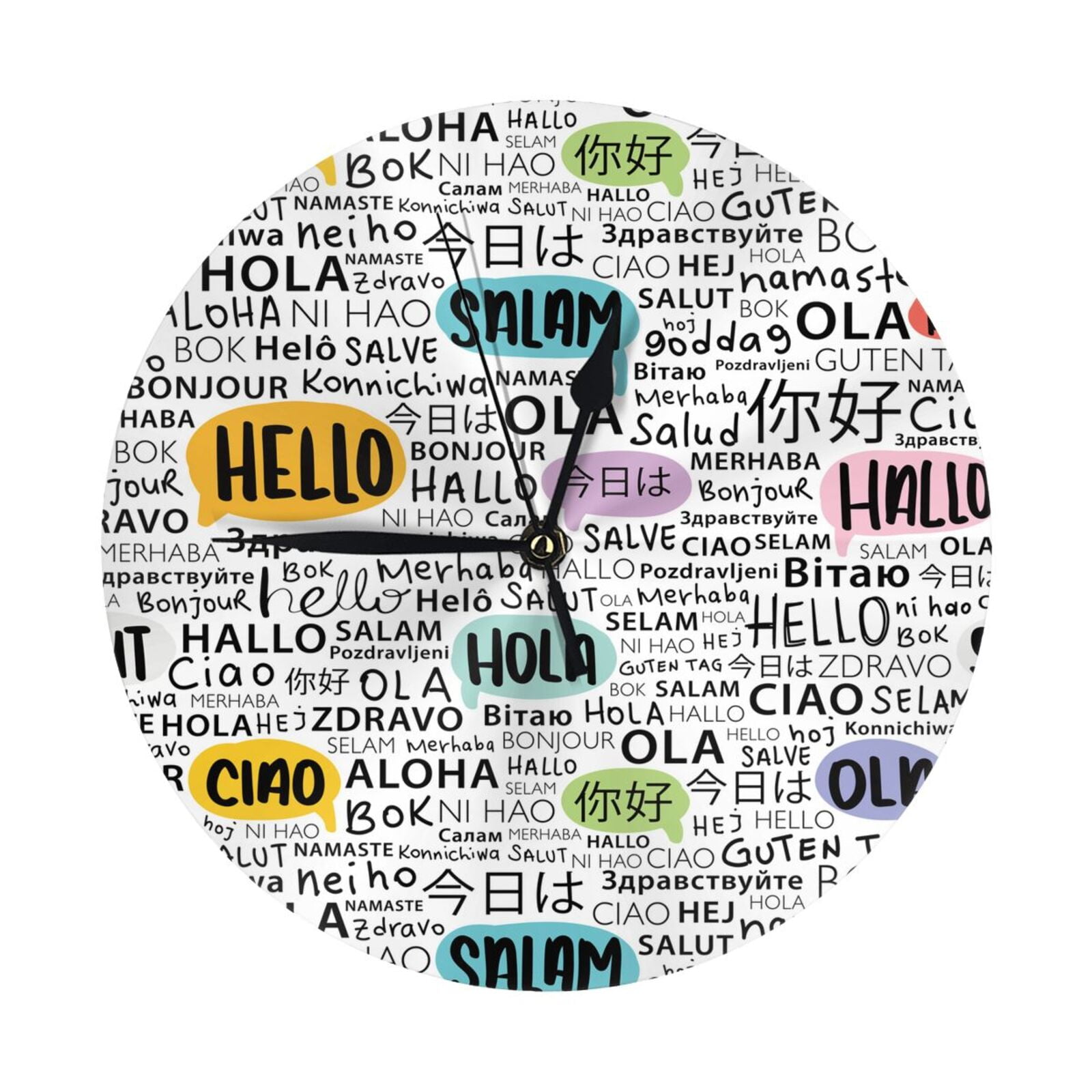 Wall Clock Hello Wall Clocks Battery Operated, Modern Wall Clock for ...