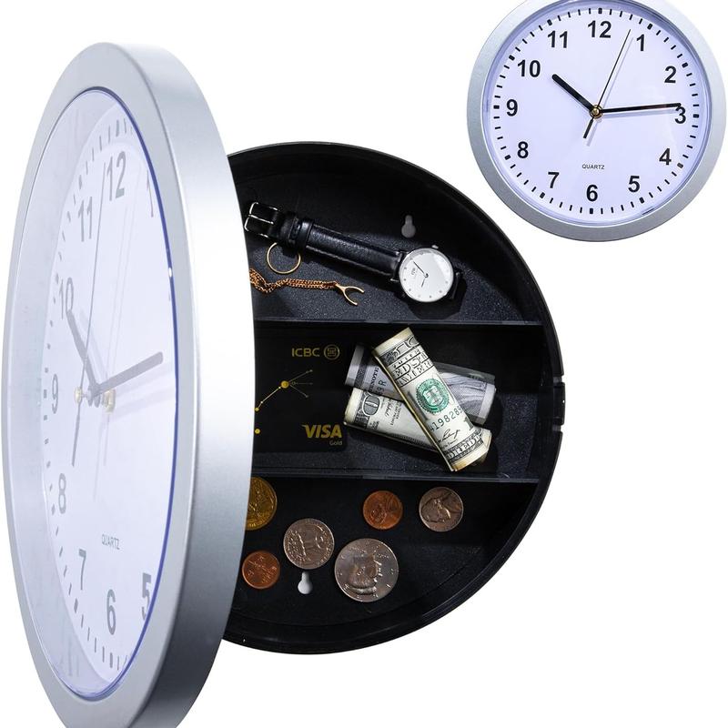 Wall Clock with Hidden Safe, 10 inch Plastic Secret Safe Wall Clock for ...