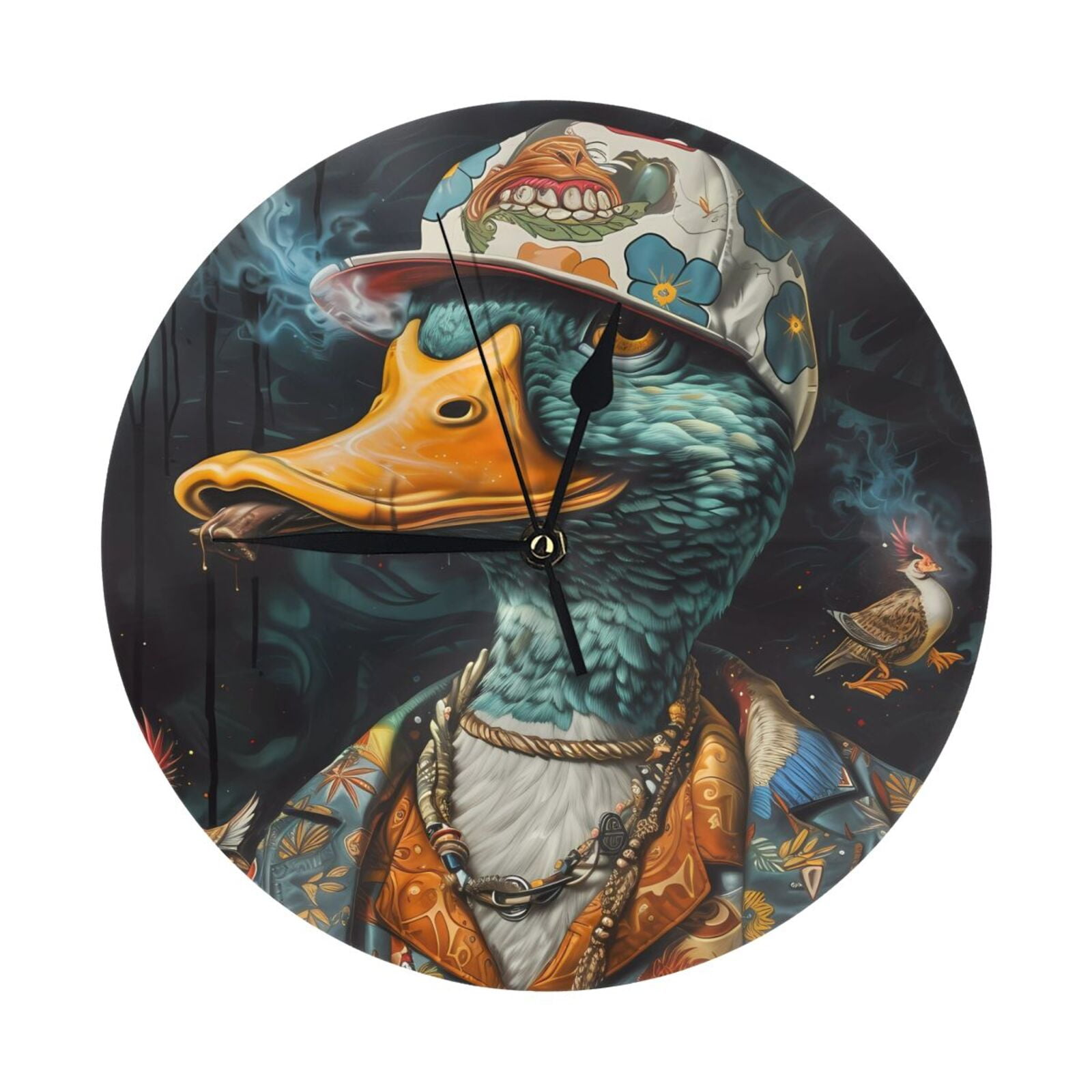 Wall Clock, Hip-Hop Duck Wall Clocks Battery Operated Silent Kitchen ...