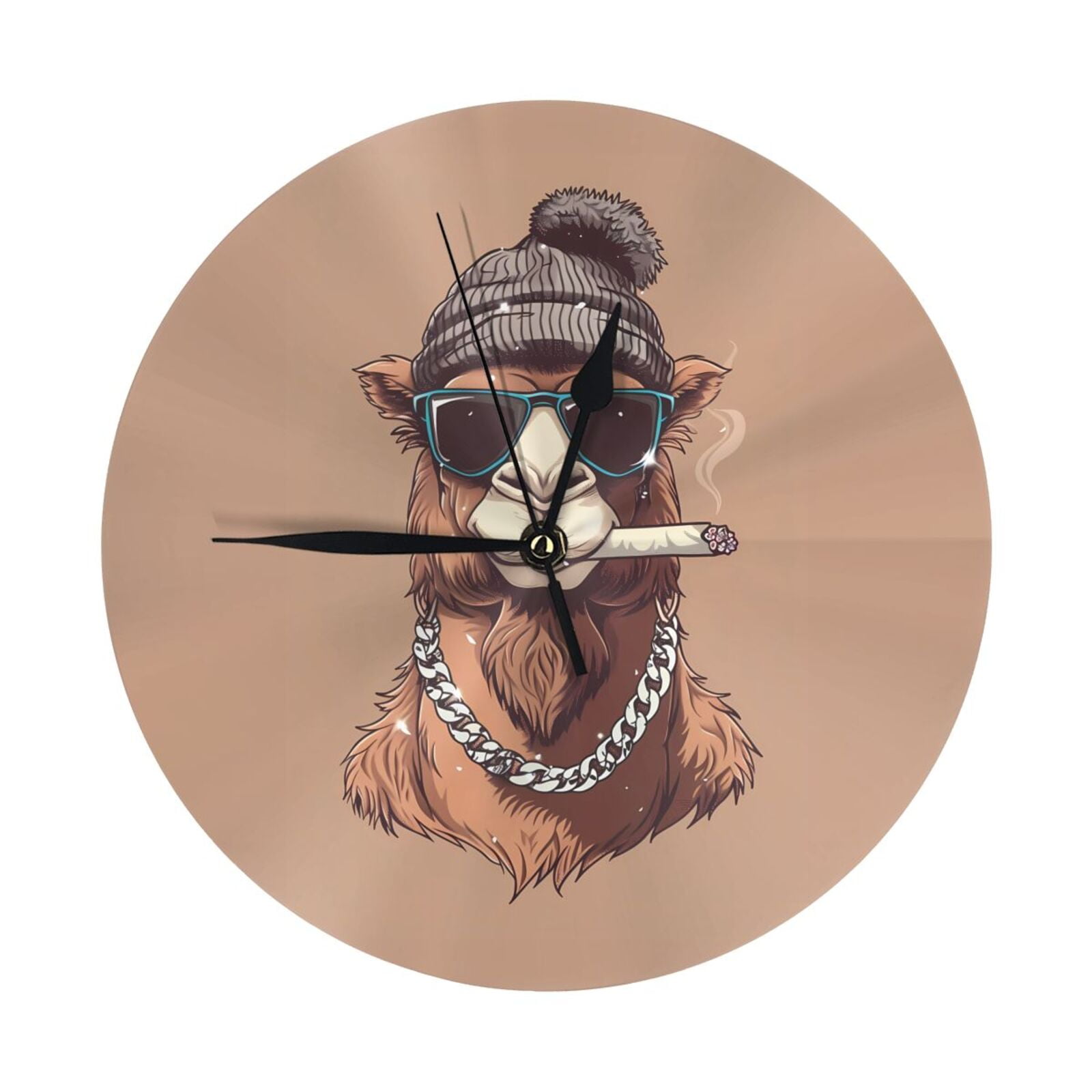 Wall Clock, Hip-Hop Glasses Camel Wall Clocks Battery Operated Silent ...