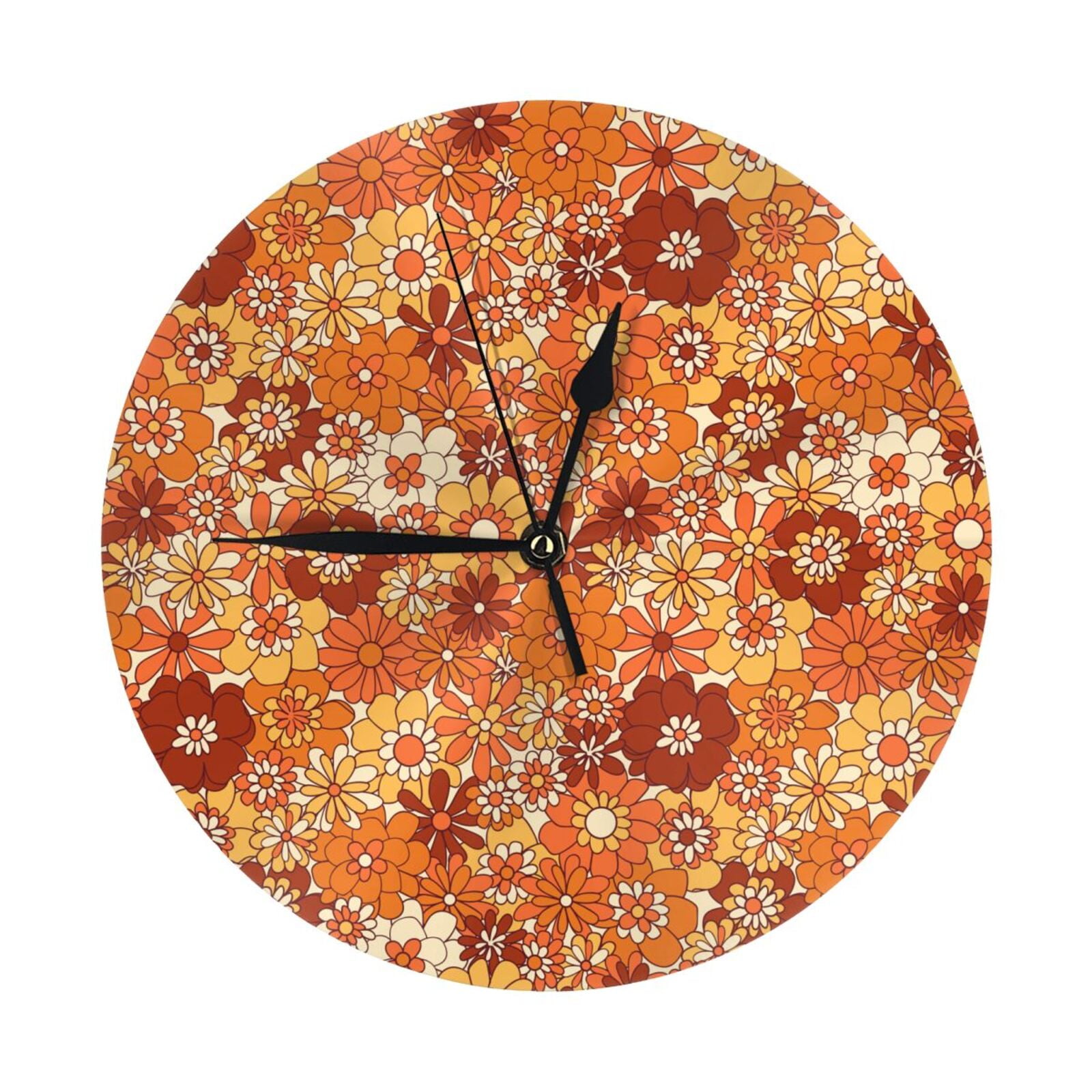 Wall Clock Hippie Flower Wall Clocks Battery Operated, Modern Wall ...