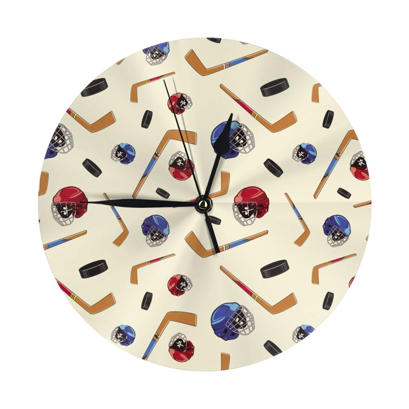 Wall Clock, Hockey stick helmet cool Wall Clocks Battery Operated ...