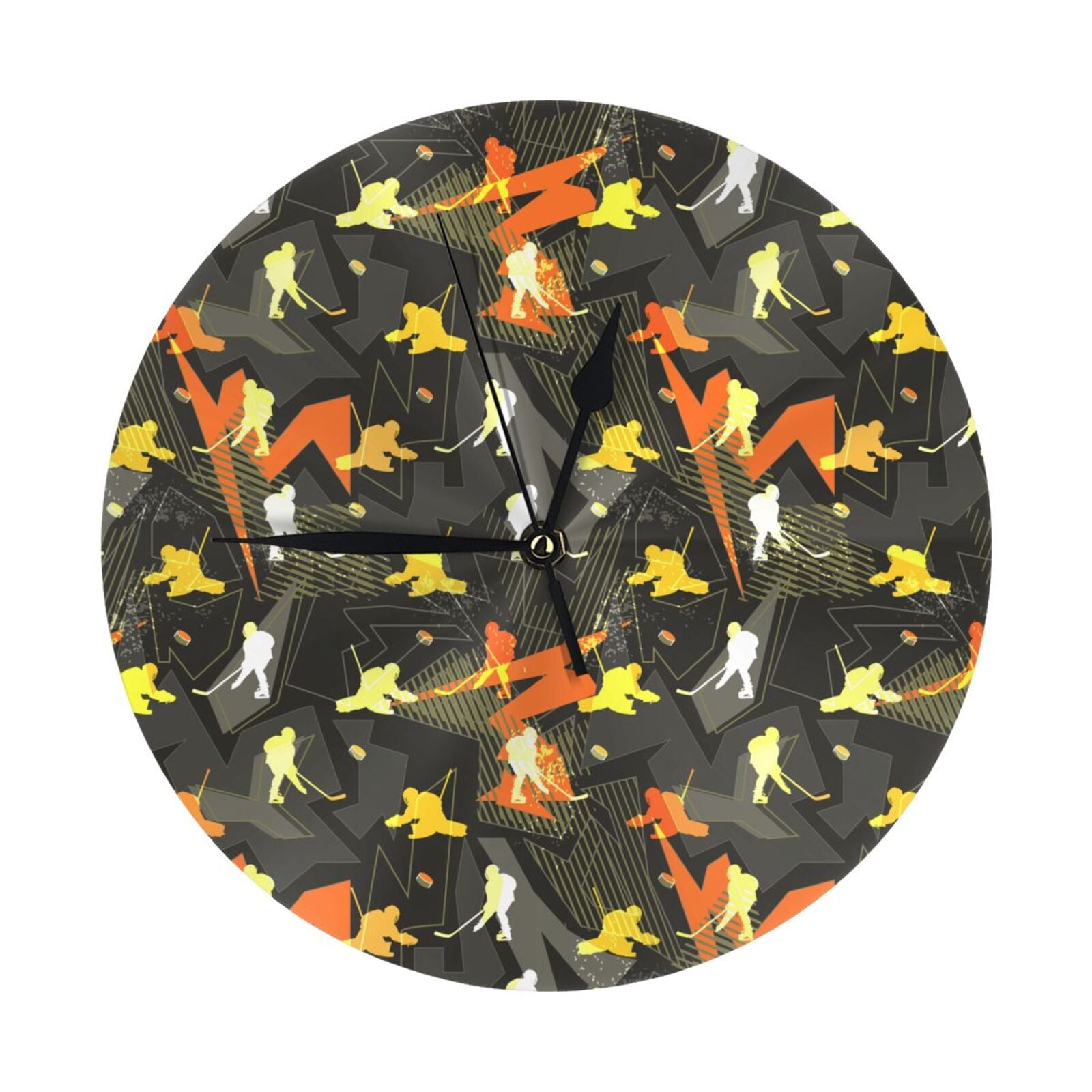 Wall Clock, Hockey sticks Dark gray Wall Clocks Battery Operated Silent ...