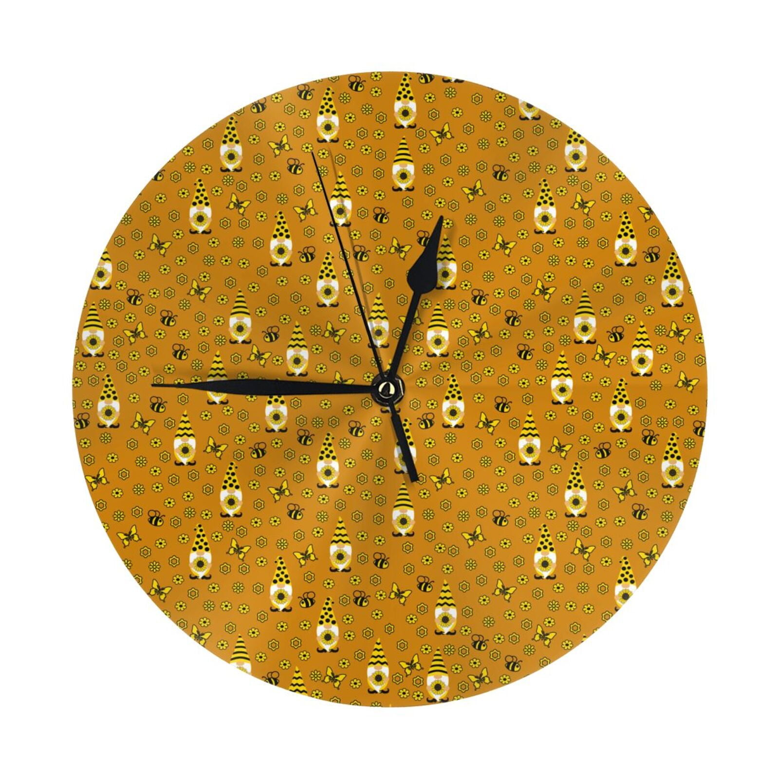 Wall Clock Honey Bee Gnomes Wall Clocks Battery Operated, Modern Wall ...