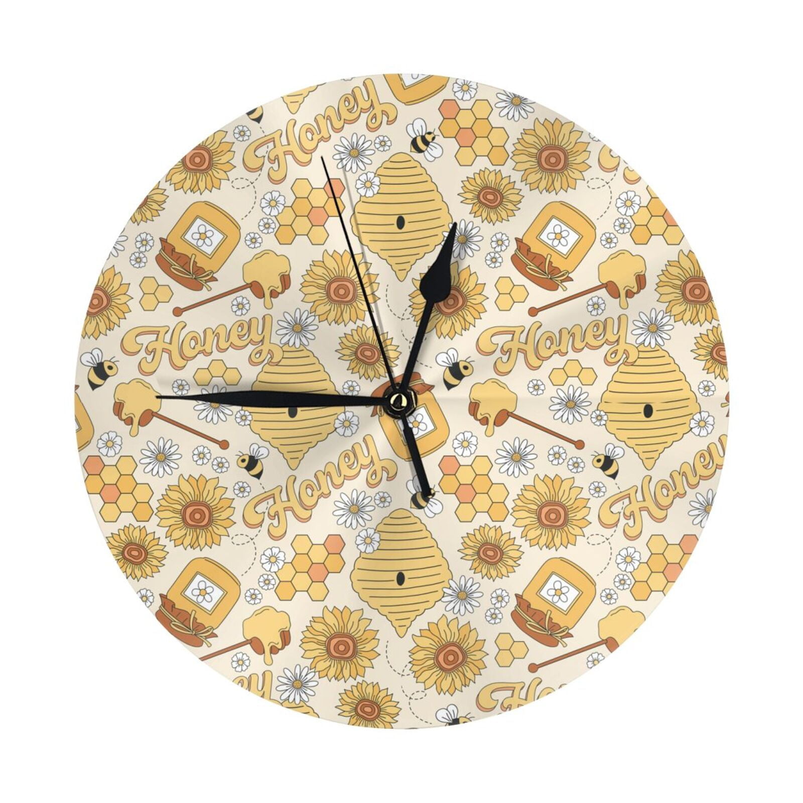 Wall Clock Honey Honeycomb Wall Clocks Battery Operated, Modern Wall ...