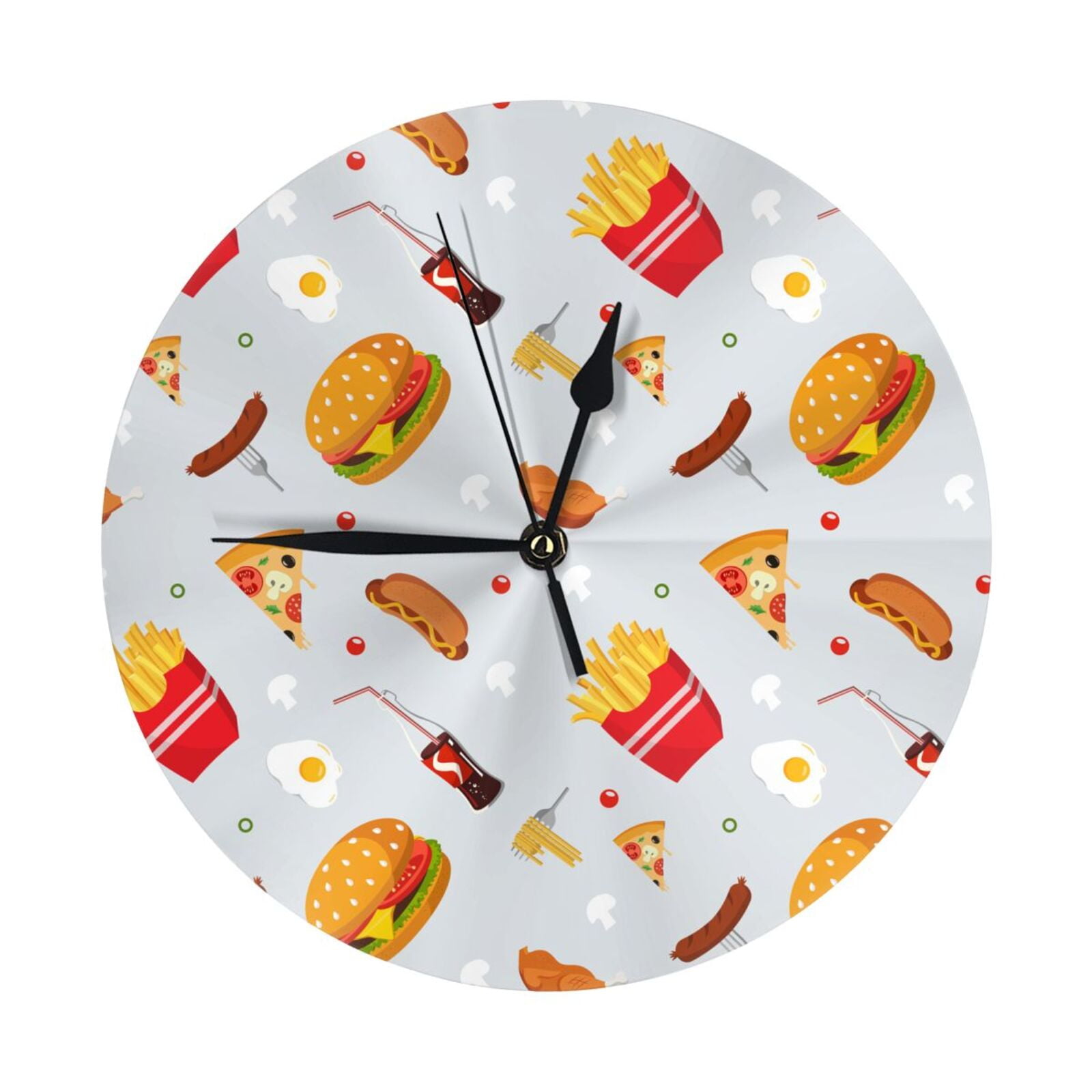 Wall Clock Hot Dog Coke Burger Pizza Wall Clocks Battery Operated ...