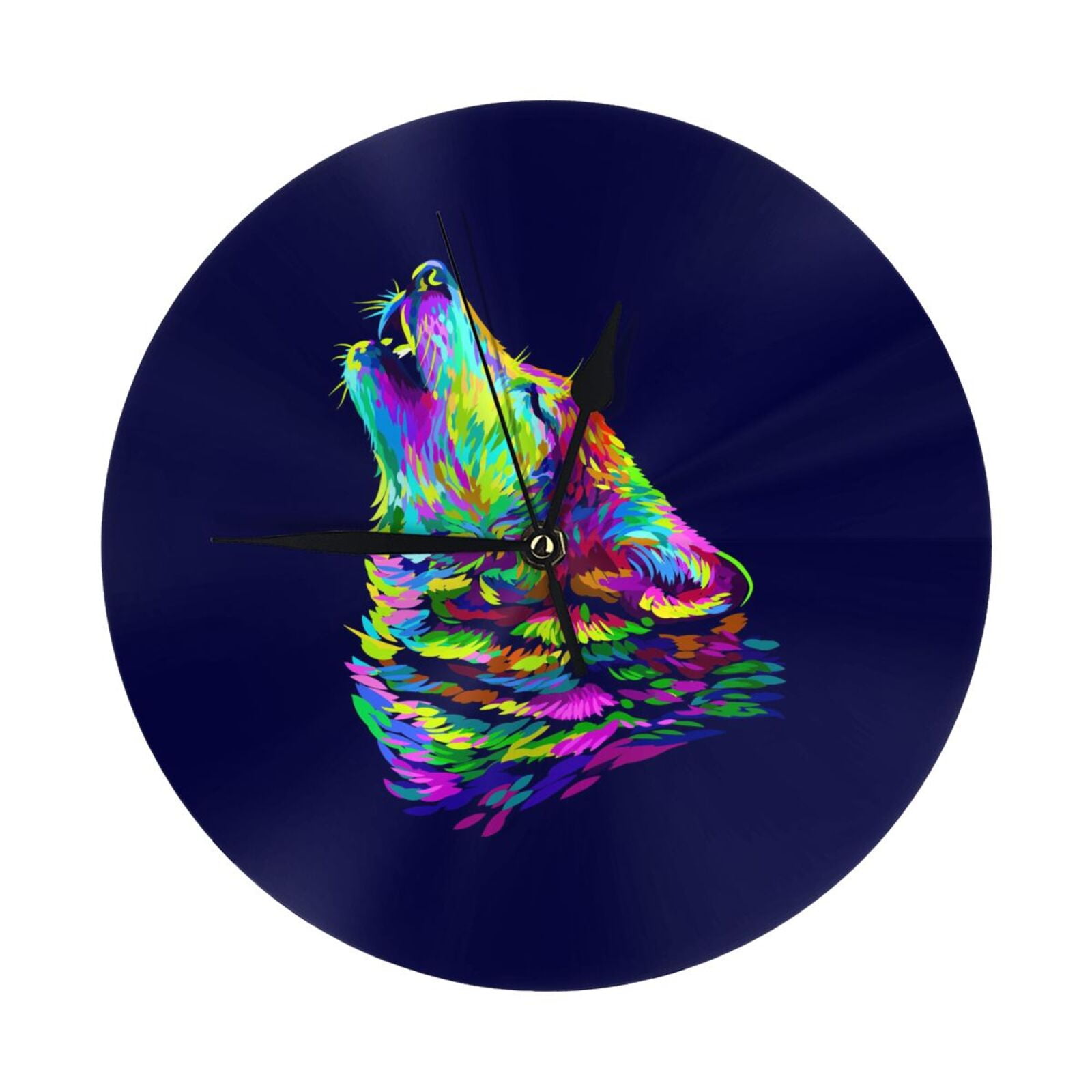 Wall Clock Howling Wolf Wall Clocks Battery Operated, Modern Wall Clock ...