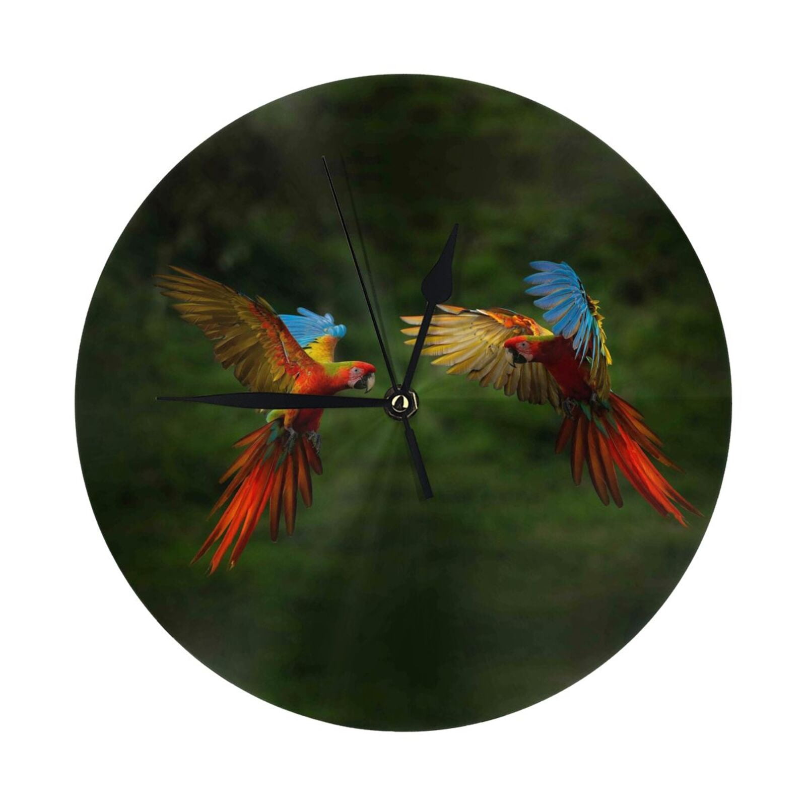 Wall Clock, Hybrid Parrot in the Forest Wall Clocks Battery Operated ...