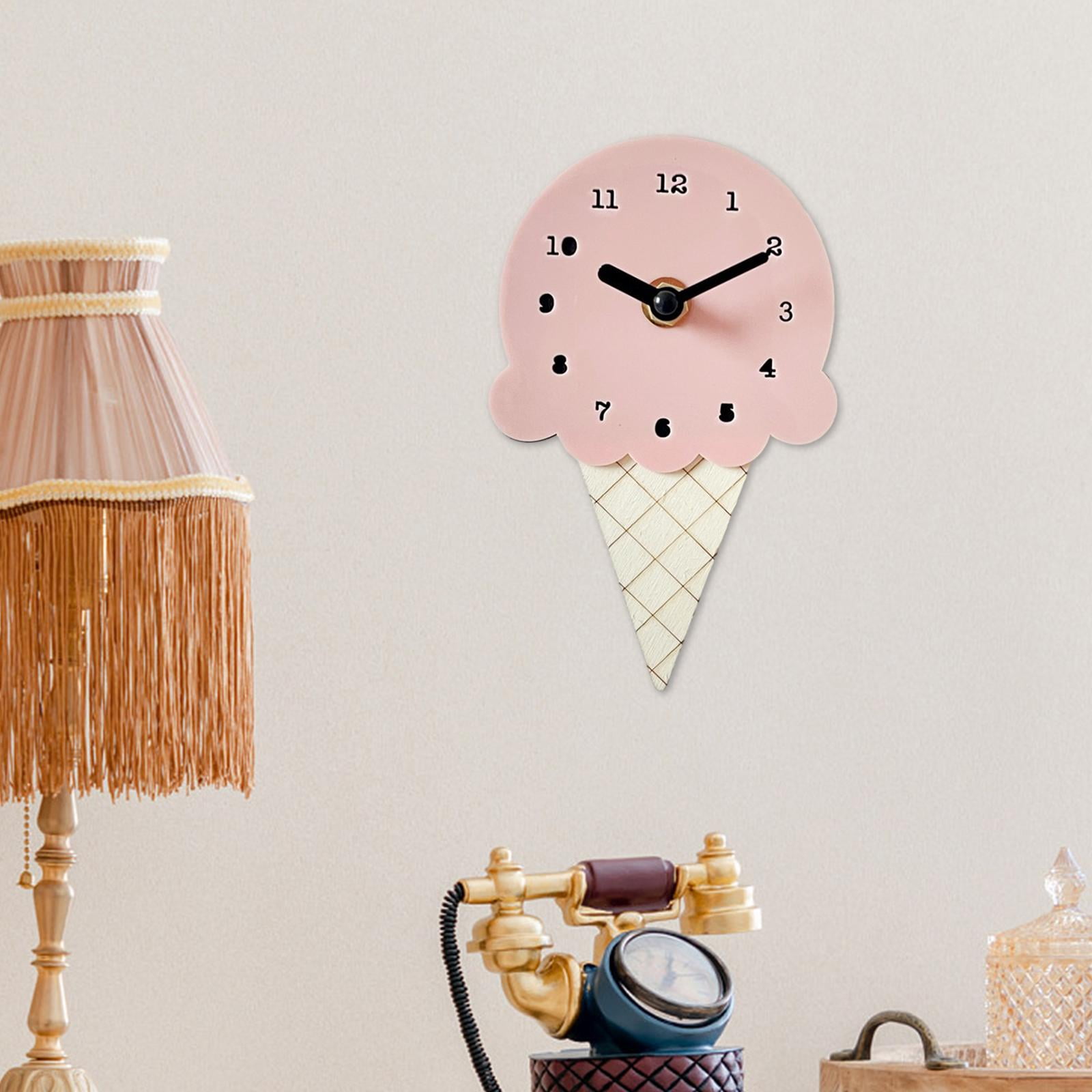 Wall Clock Ice Cream Shape Hanging Clock Household Decoration, Bedroom ...