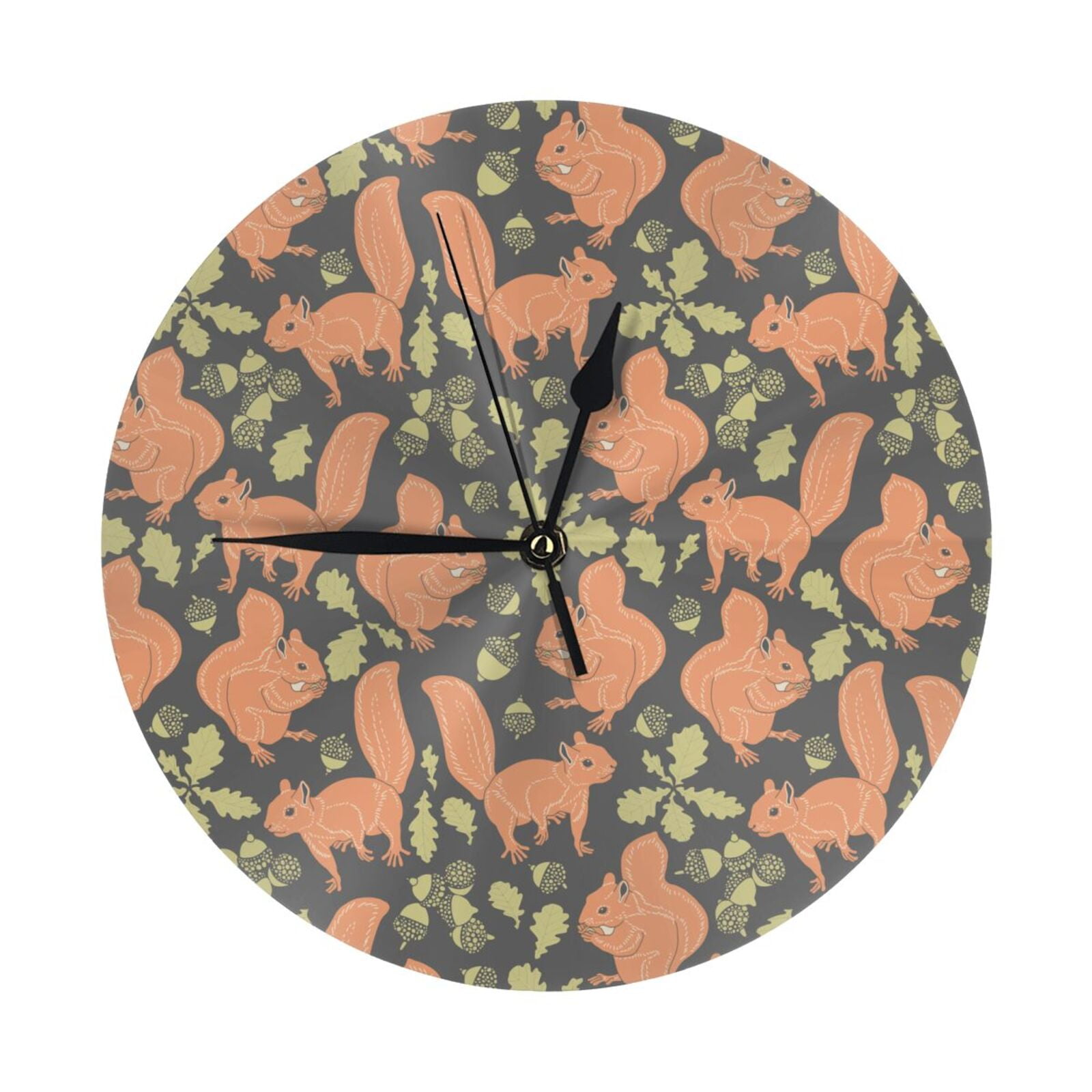 Wall Clock Illustration Cartoon Cute Squirrel Wall Clocks Battery Operated, Modern Wall Clock ...