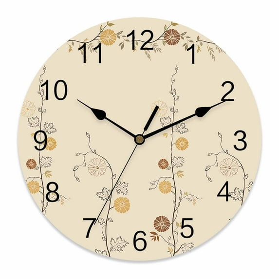 Wall Clock Japanese Style Flowers Clocks PVC Silent Non-Ticking Battery ...