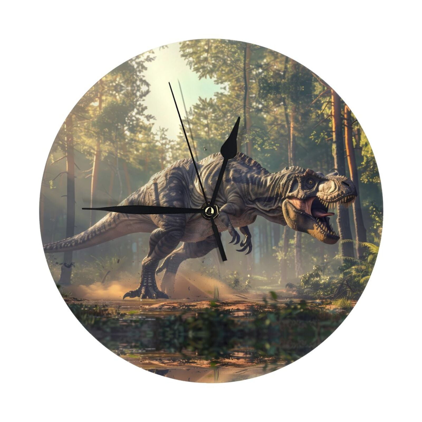 Wall Clock Jungle Dinosaur Wall Clocks Battery Operated, Modern Wall ...
