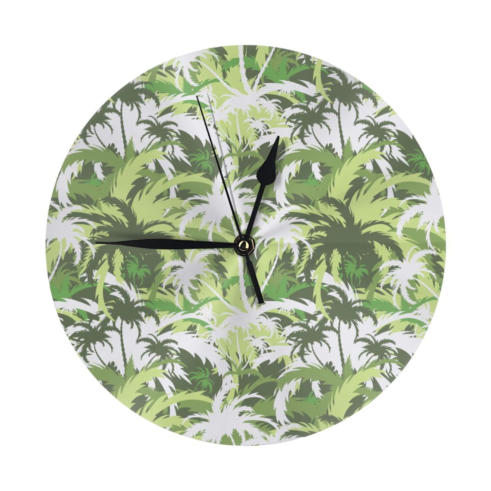 Wall Clock, Jungle Green Camouflage Wall Clocks Battery Operated Silent ...