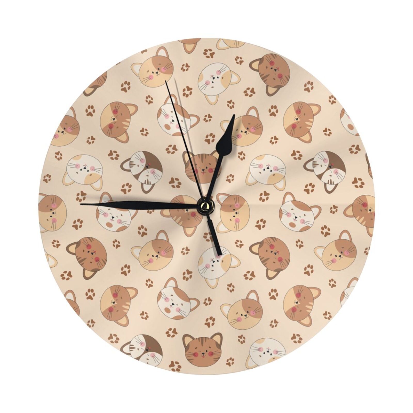 Wall Clock, Kawaii Cartoon Cat Face Wall Clocks Battery Operated Silent ...