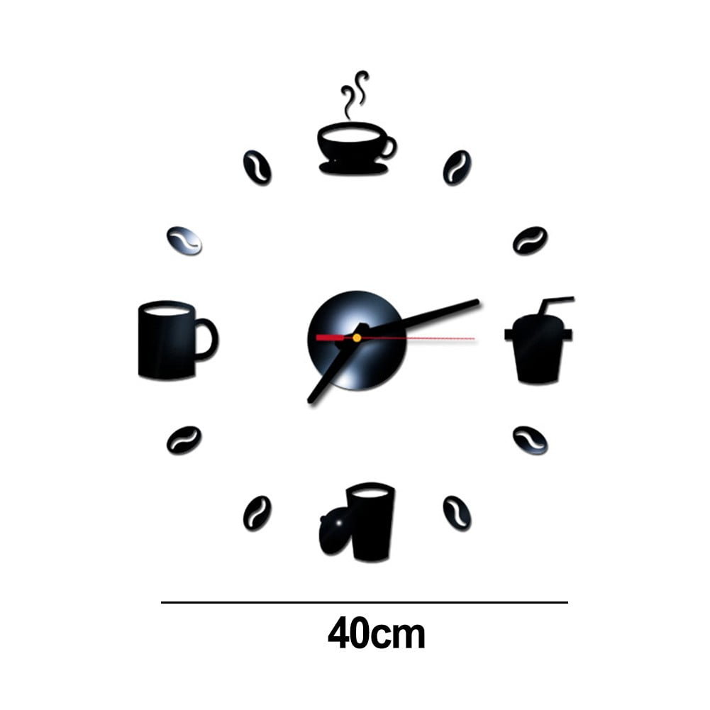 Wall Clock Kitchen Coffee Decor Wall Clocks, Mirror Acrylic 3D Art Self ...
