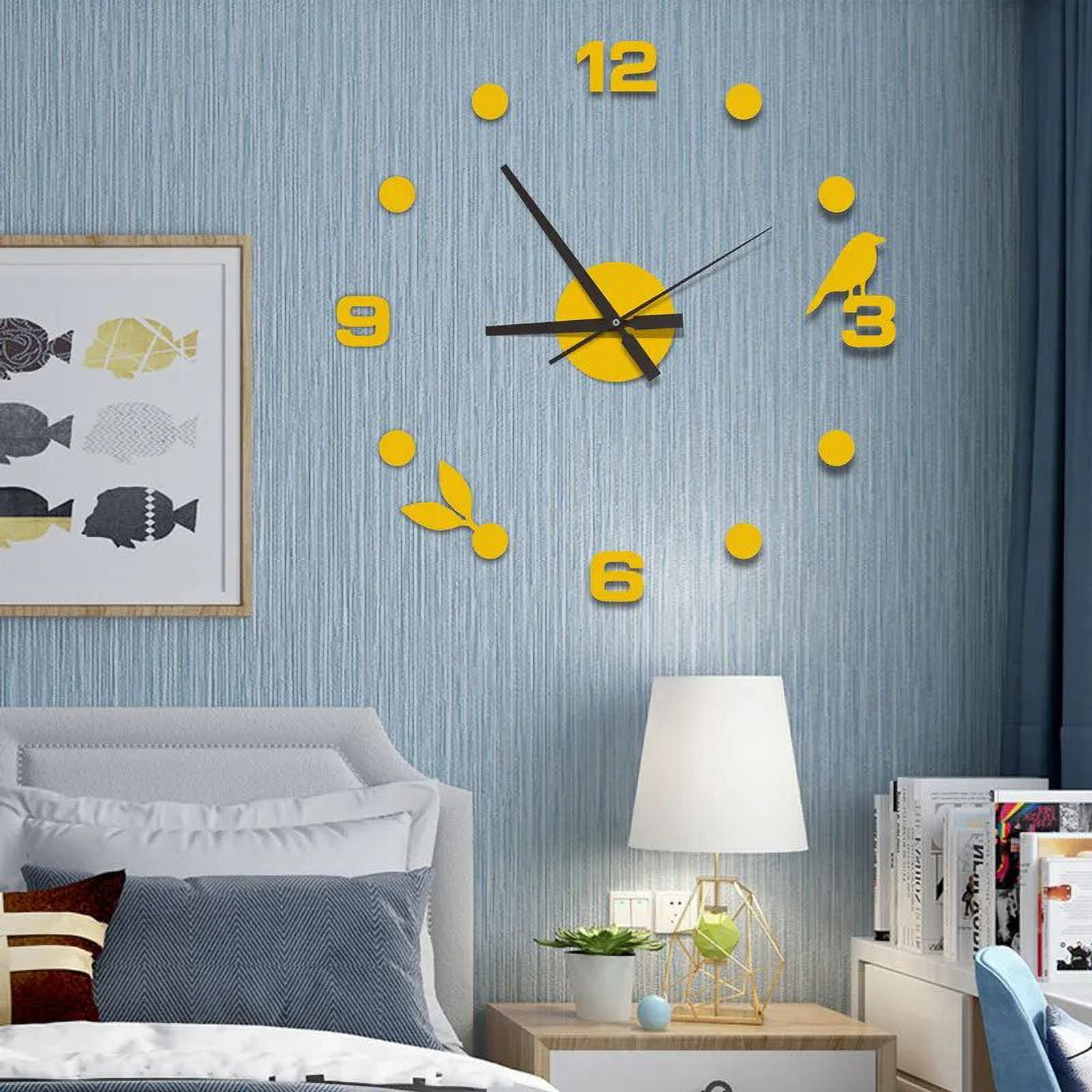 Wall Clock Large Watch Horloge 3D DIY Acrylic Mirror Stickers Quartz ...