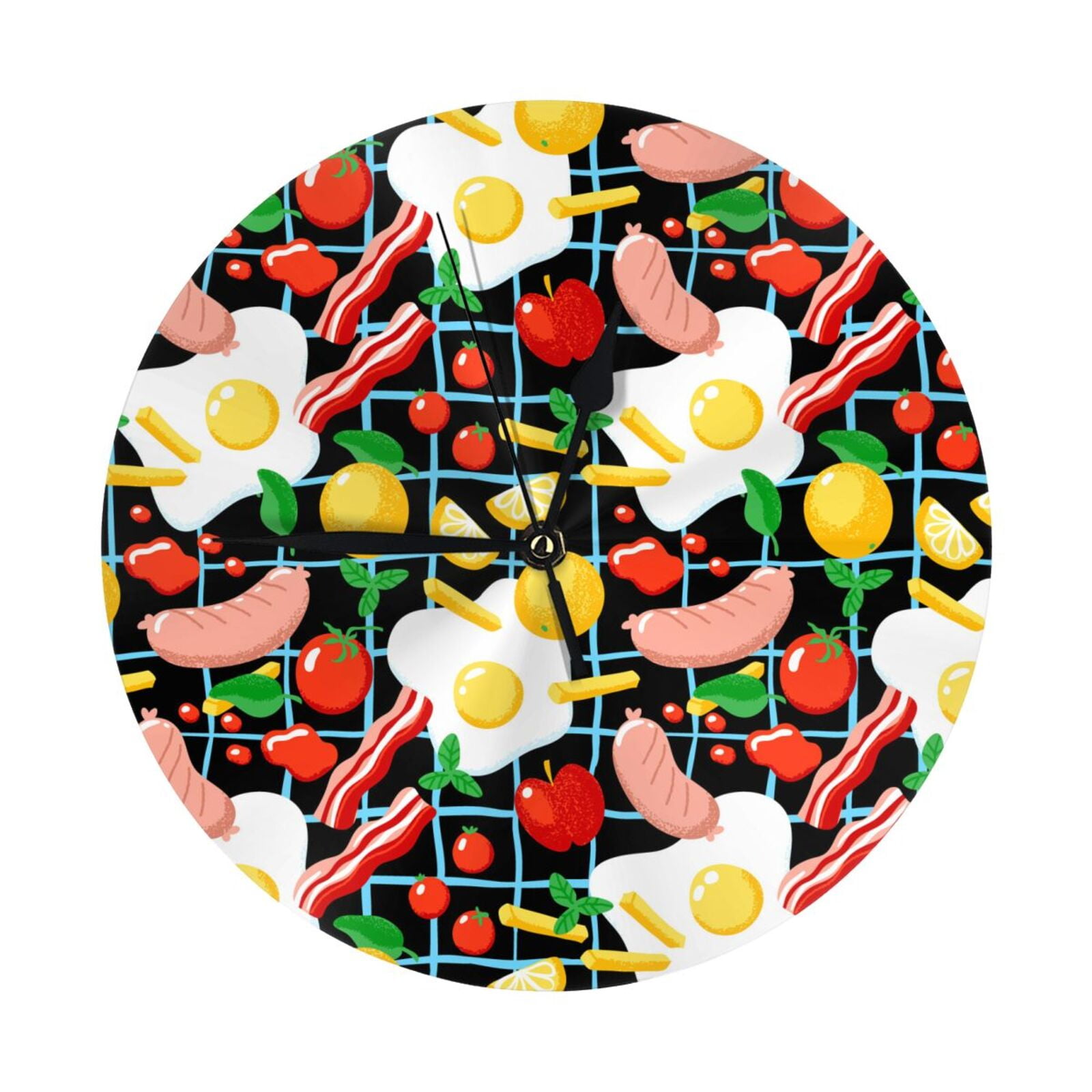 Wall Clock, Lemon Tomato Potato Sausage Wall Clocks Battery Operated ...