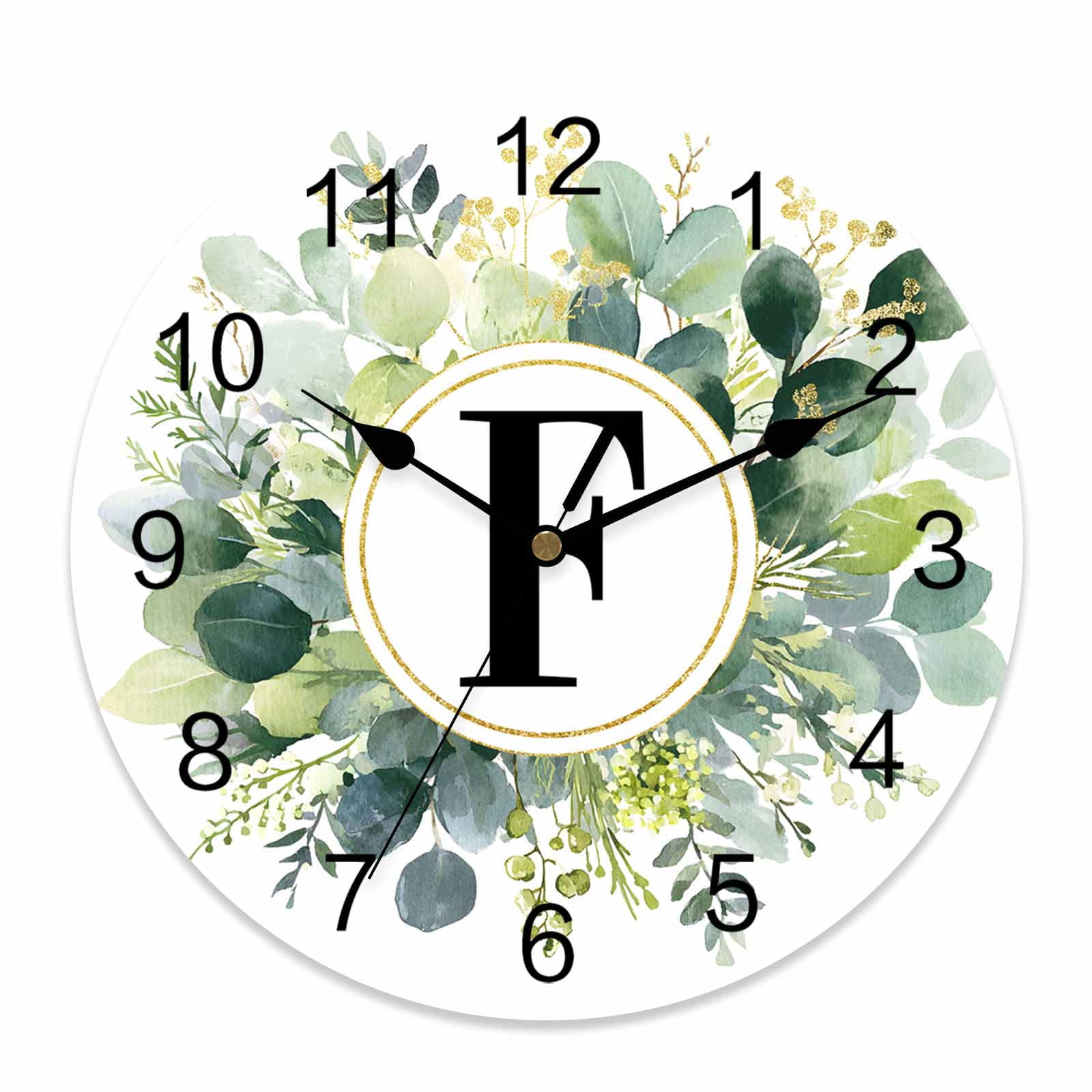 Wall Clock Letter F Clocks PVC Silent Non-Ticking Battery Operated ...