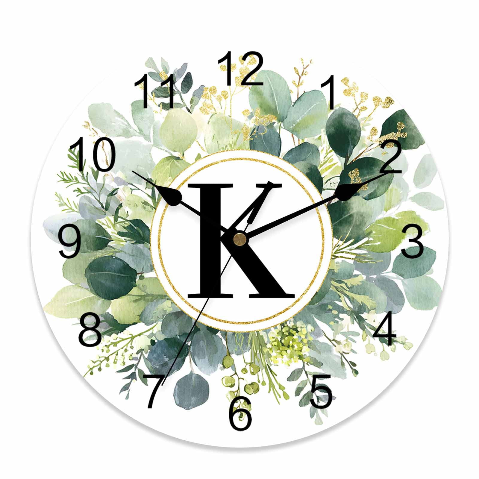 Wall Clock Letter K Clocks PVC Silent Non-Ticking Battery Operated ...