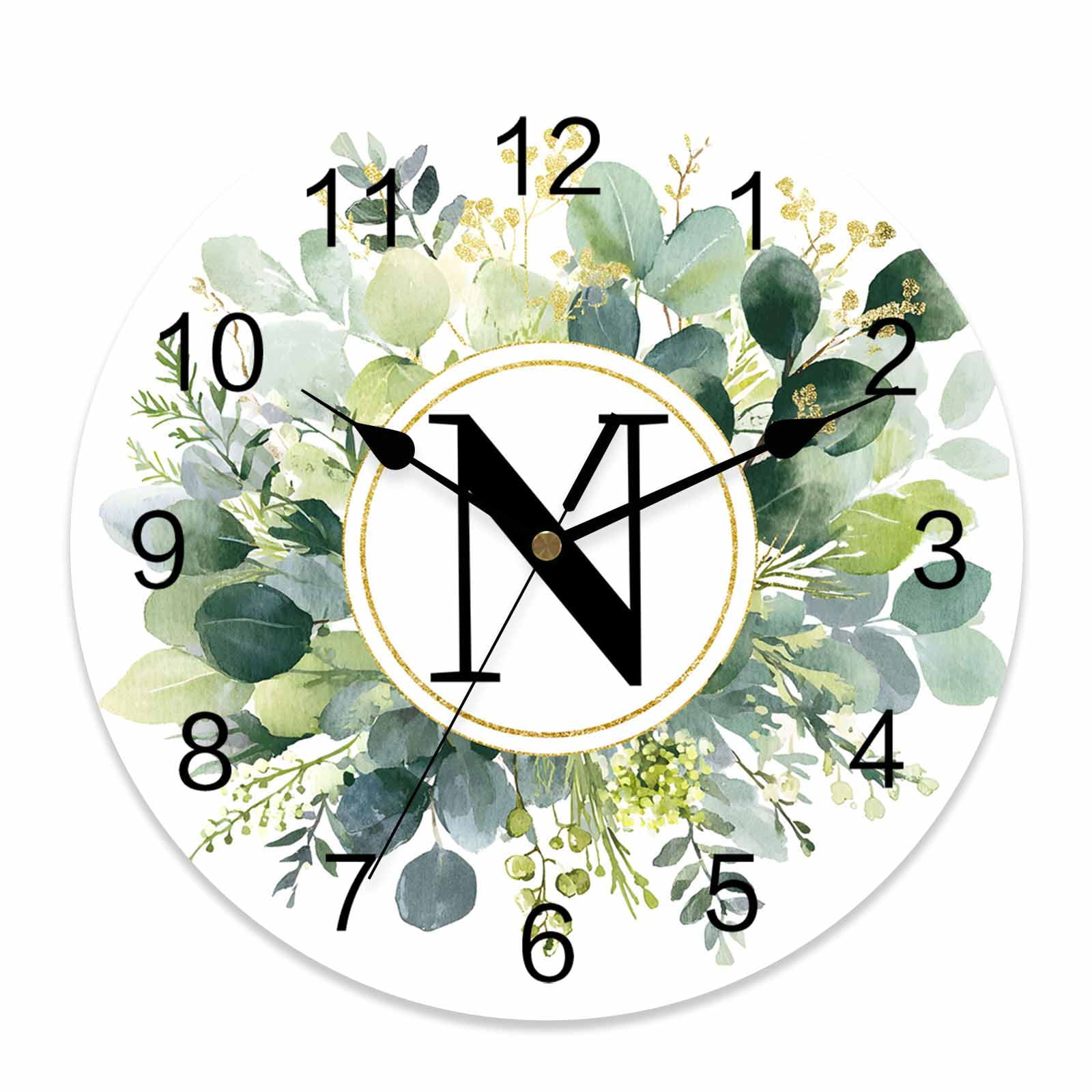 Wall Clock Letter N Clocks PVC Silent Non-Ticking Battery Operated ...
