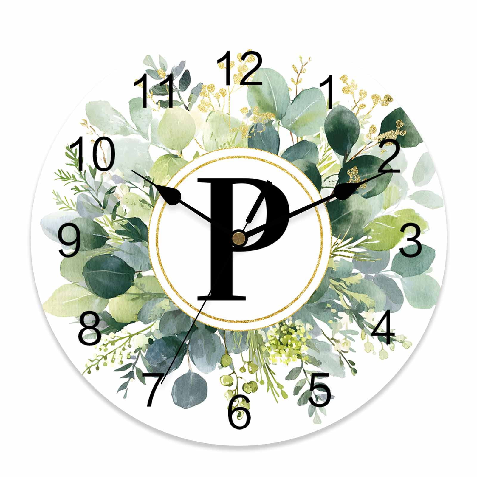 Wall Clock Letter P Clocks PVC Silent Non-Ticking Battery Operated ...