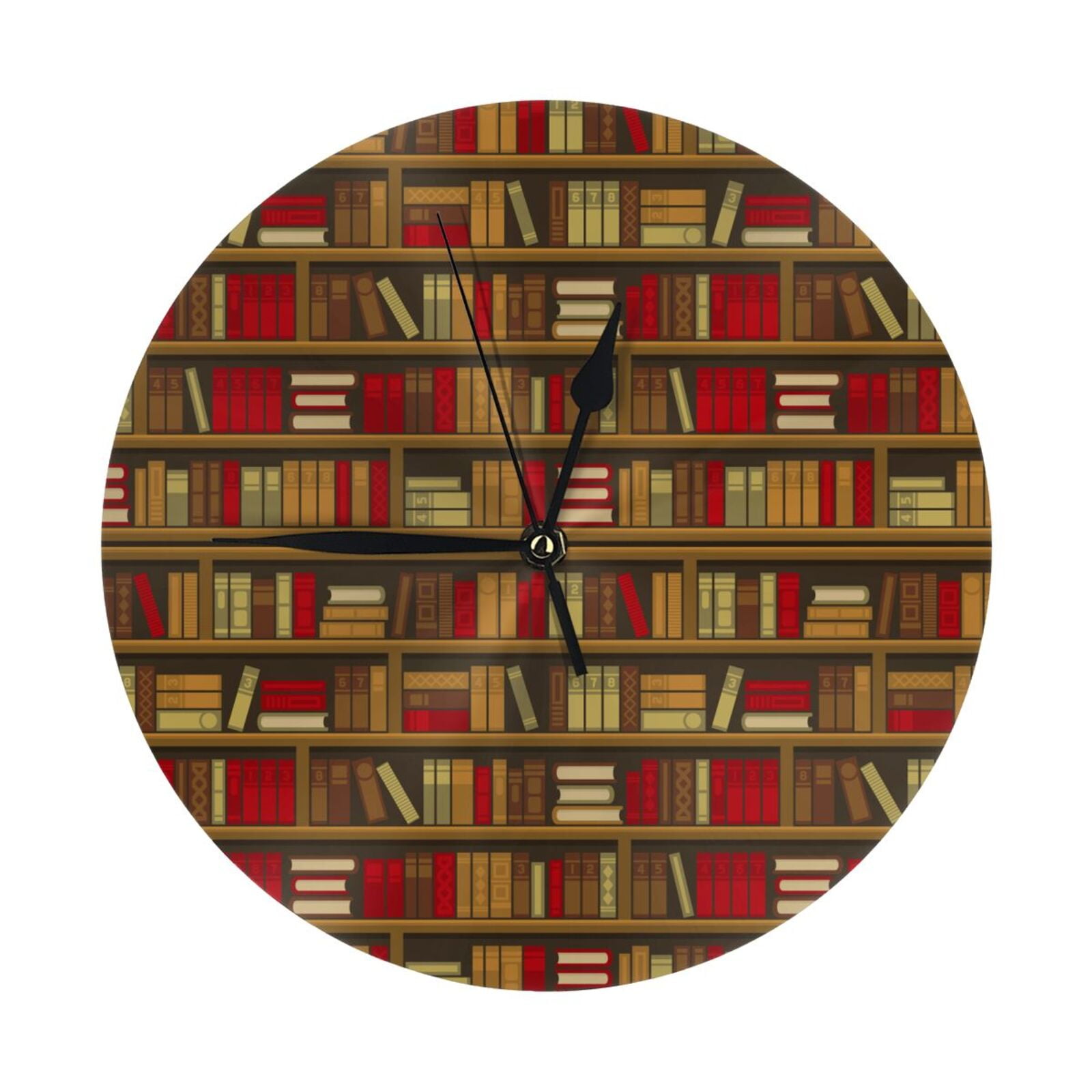 Wall Clock, Library Book Shelf cool vintage Wall Clocks Battery ...