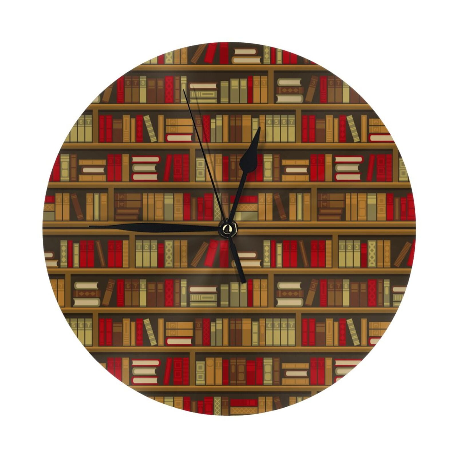 Wall Clock, Library Book Shelf vintage Wall Clocks Battery Operated ...