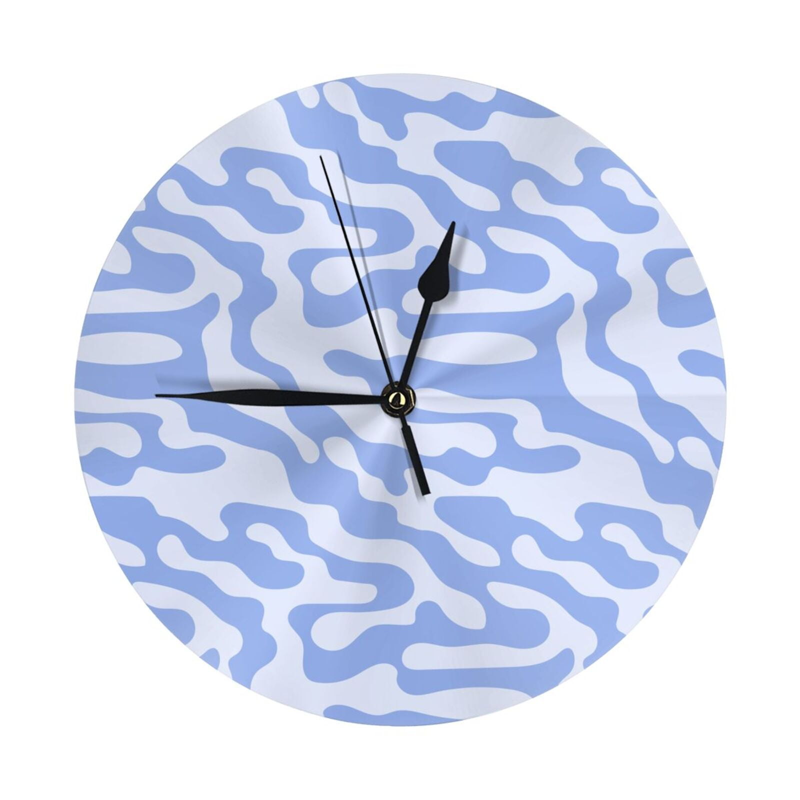 Wall Clock Light Blue Camouflage Wall Clocks Battery Operated, Modern ...