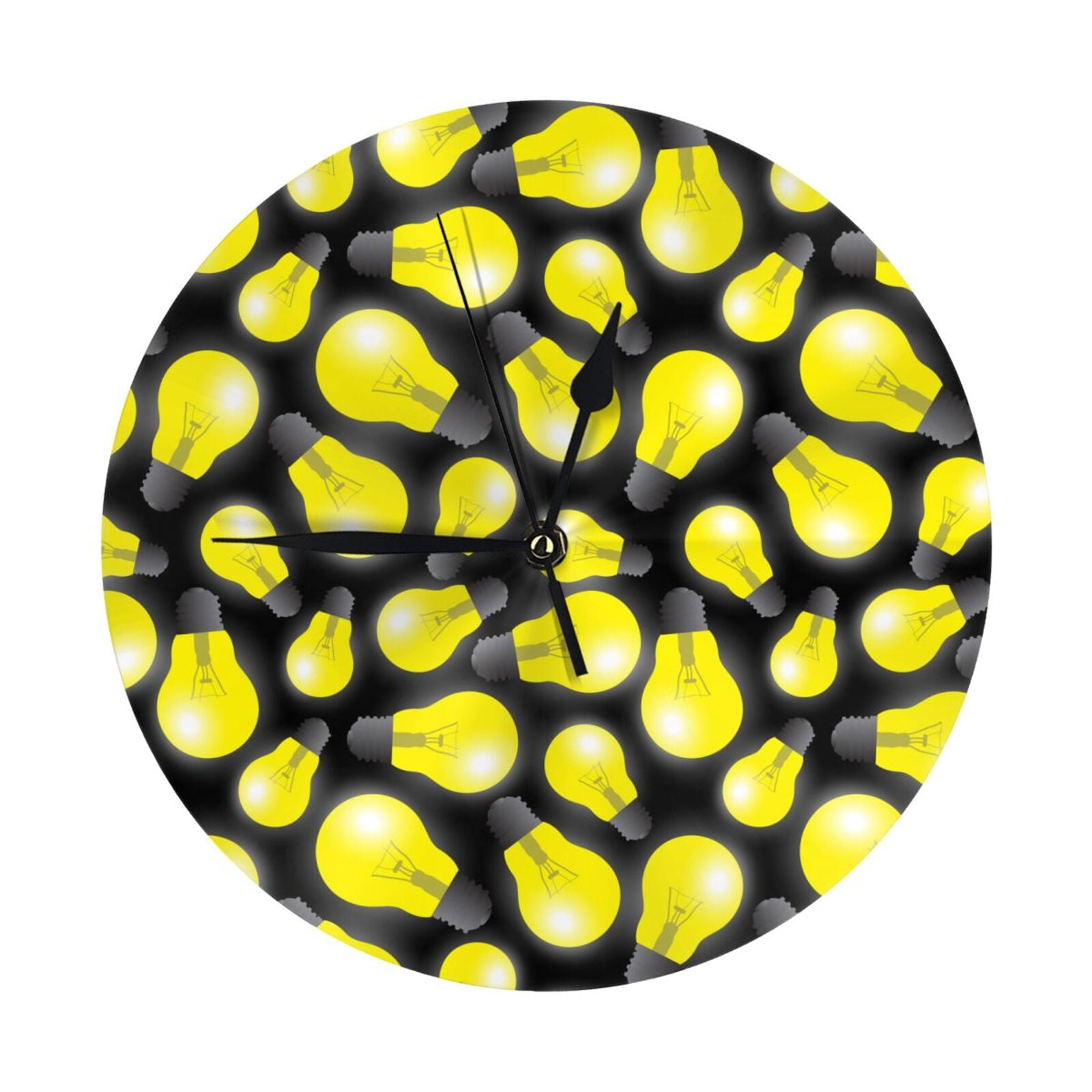 Wall Clock Light Bulb Pattern Bright Wall Clocks Battery Operated ...
