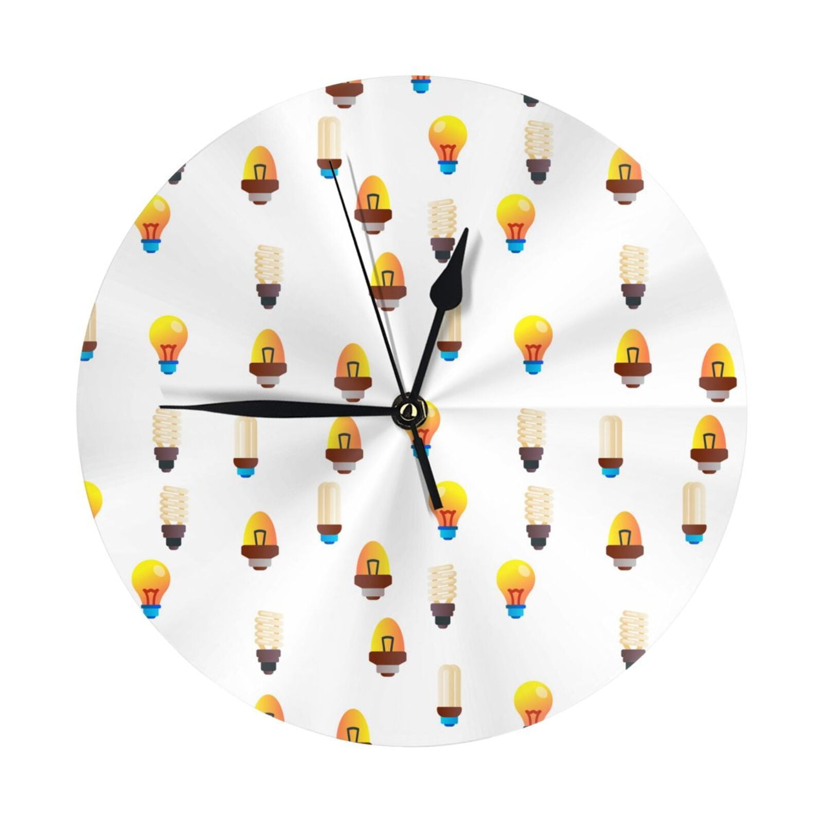 Wall Clock - Light Bulb Pattern Clean 9.8 Inch Silent Non Ticking ...