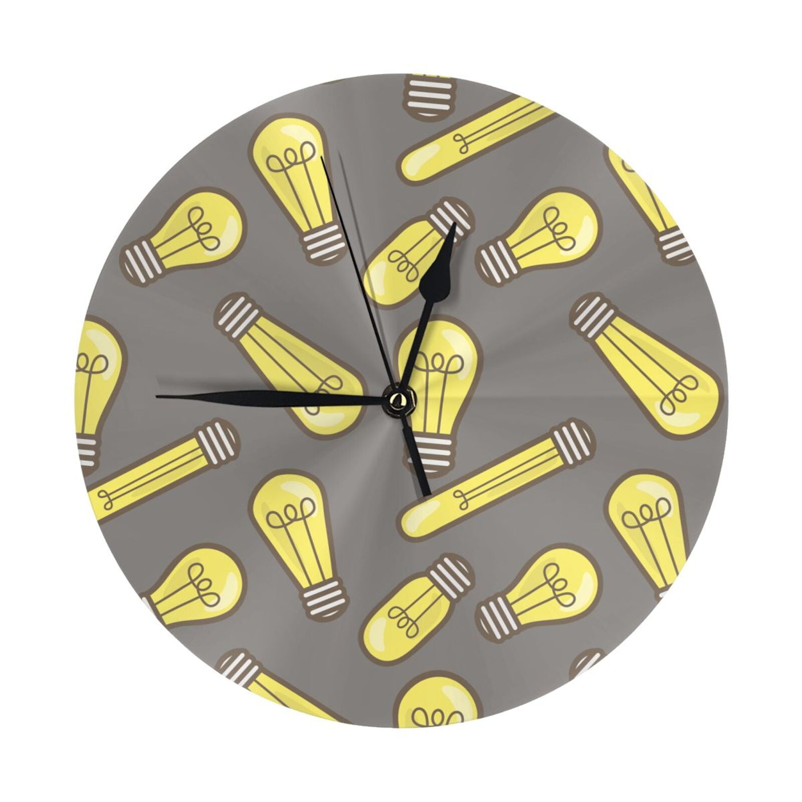 Wall Clock, Light Bulb Pattern easy Wall Clocks Battery Operated Silent ...