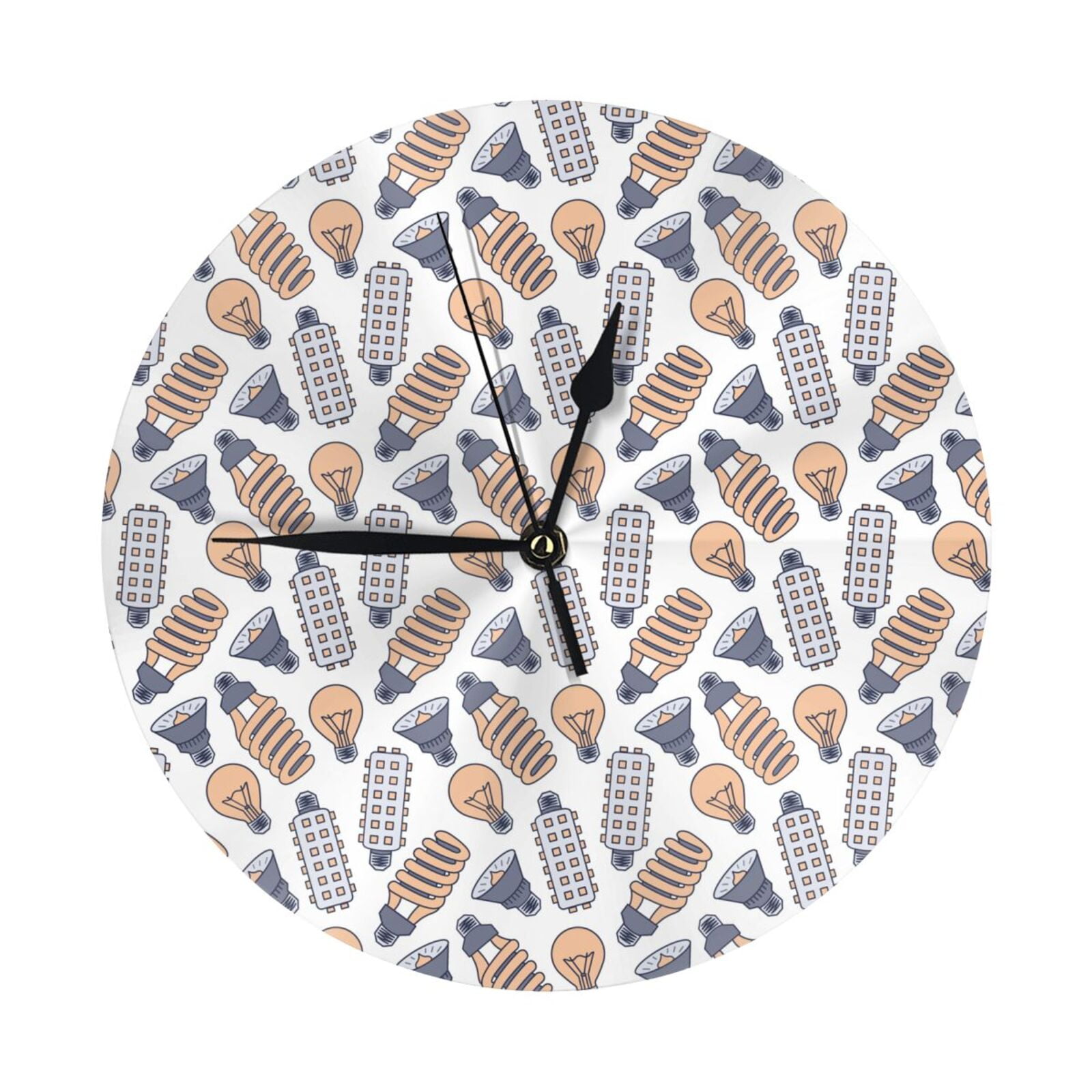 Wall Clock Light Bulb Pattern funny Wall Clocks Battery Operated ...