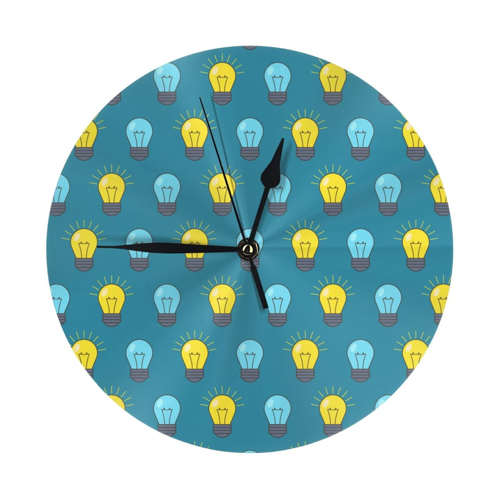 Wall Clock Light Bulb blue yellow Wall Clocks Battery Operated, Modern ...