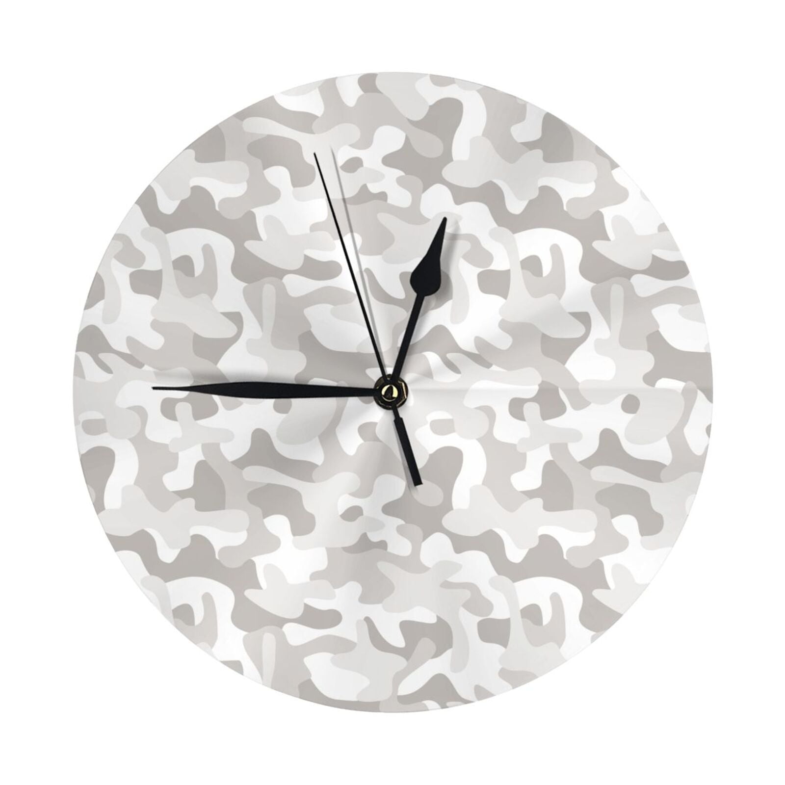 Wall Clock, Light Gray Camouflage Wall Clocks Battery Operated Silent ...