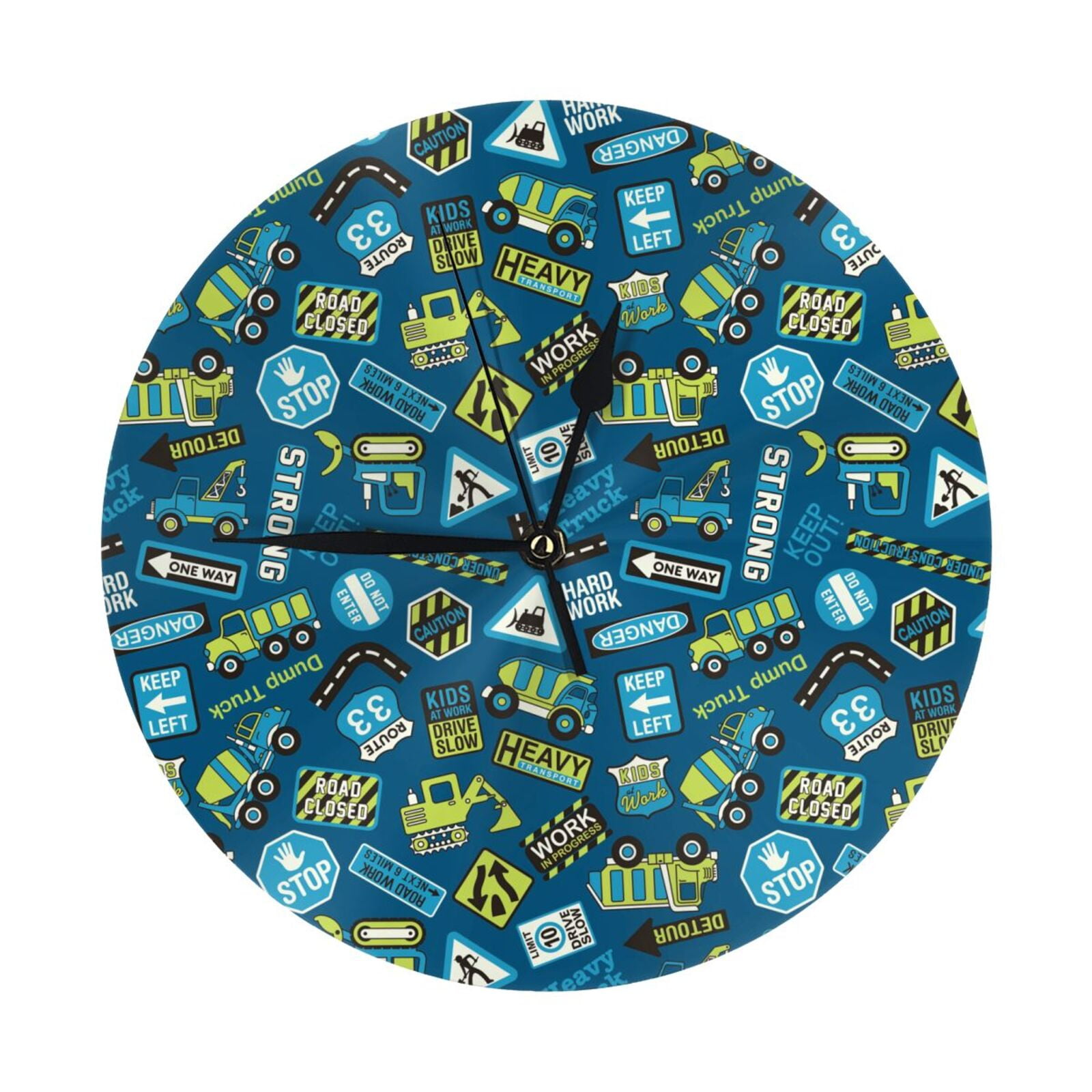 Wall Clock Machinery Road Construction Wall Clocks Battery Operated ...