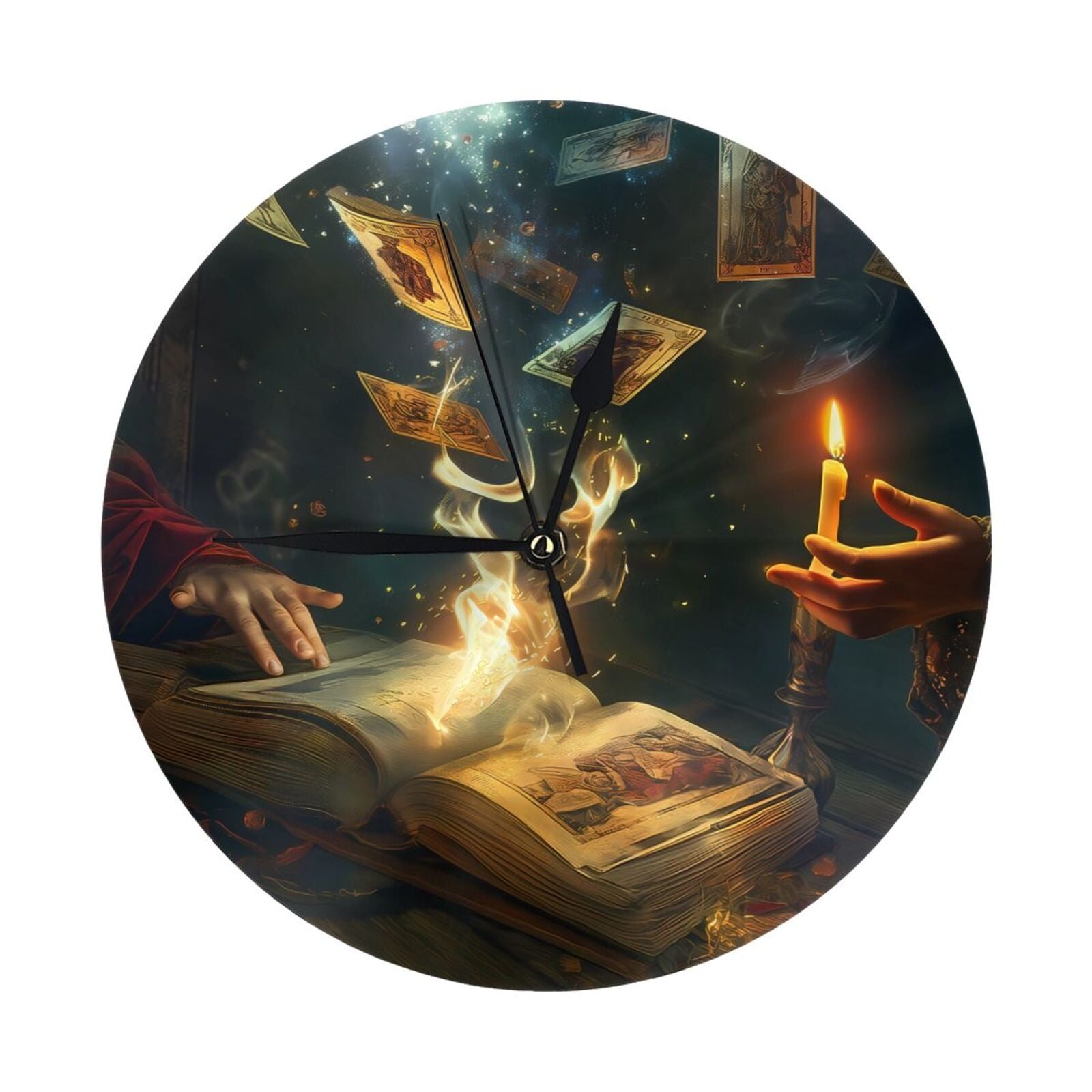 Wall Clock, Magical Tarot Reading Wall Clocks Battery Operated Silent ...