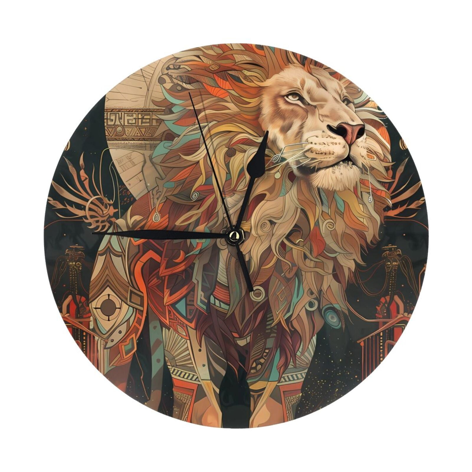 Wall Clock, Majestic Cosmic Lion Wall Clocks Battery Operated Silent ...