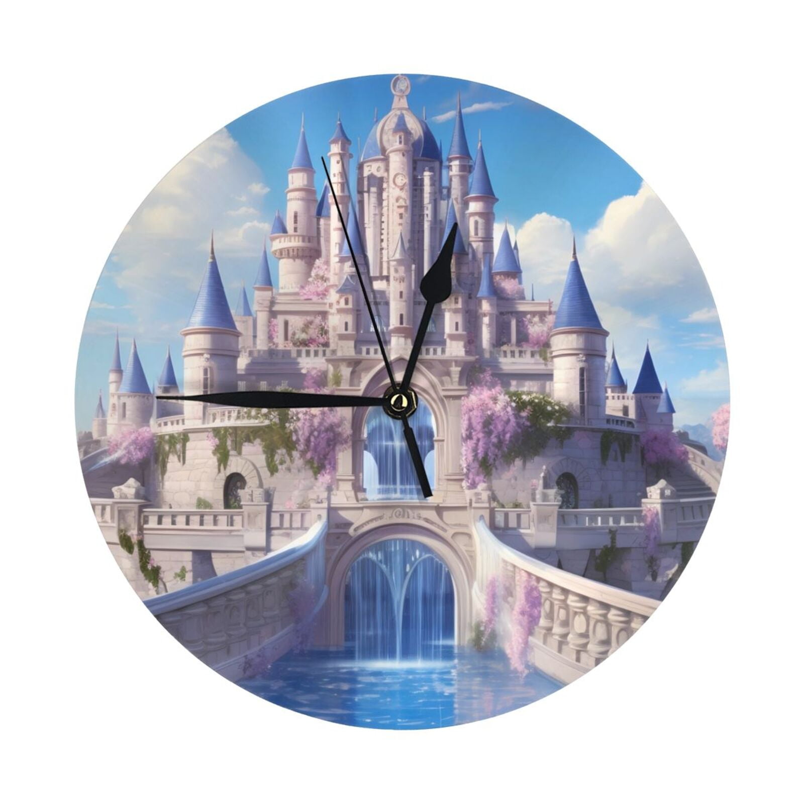 Wall Clock, Majestic Fantasy Castle Wall Clocks Battery Operated Silent ...