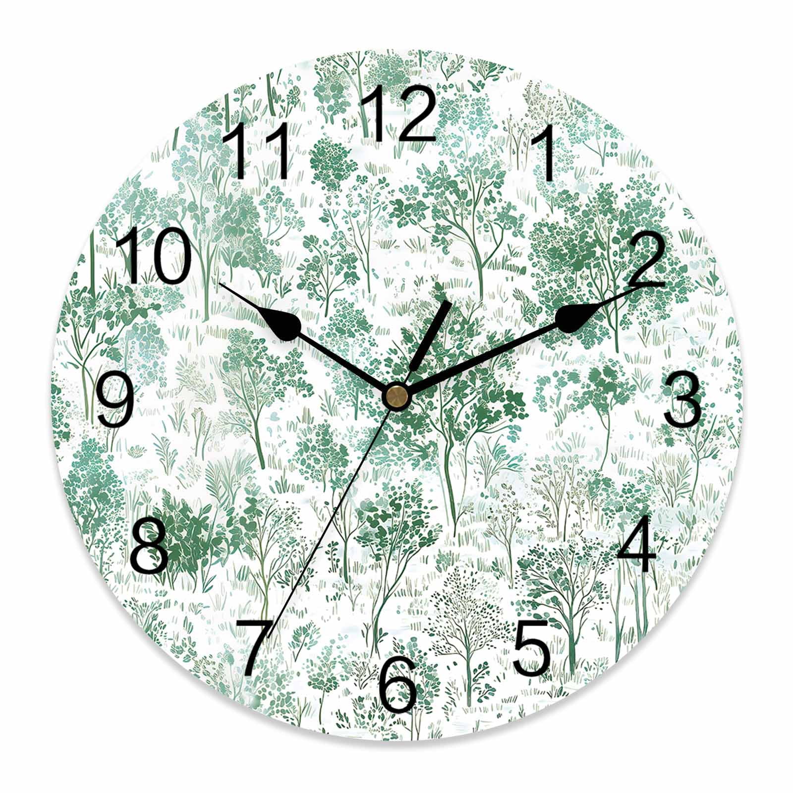 Wall Clock Maple Tree Pine Clocks PVC Silent Non-Ticking Battery ...