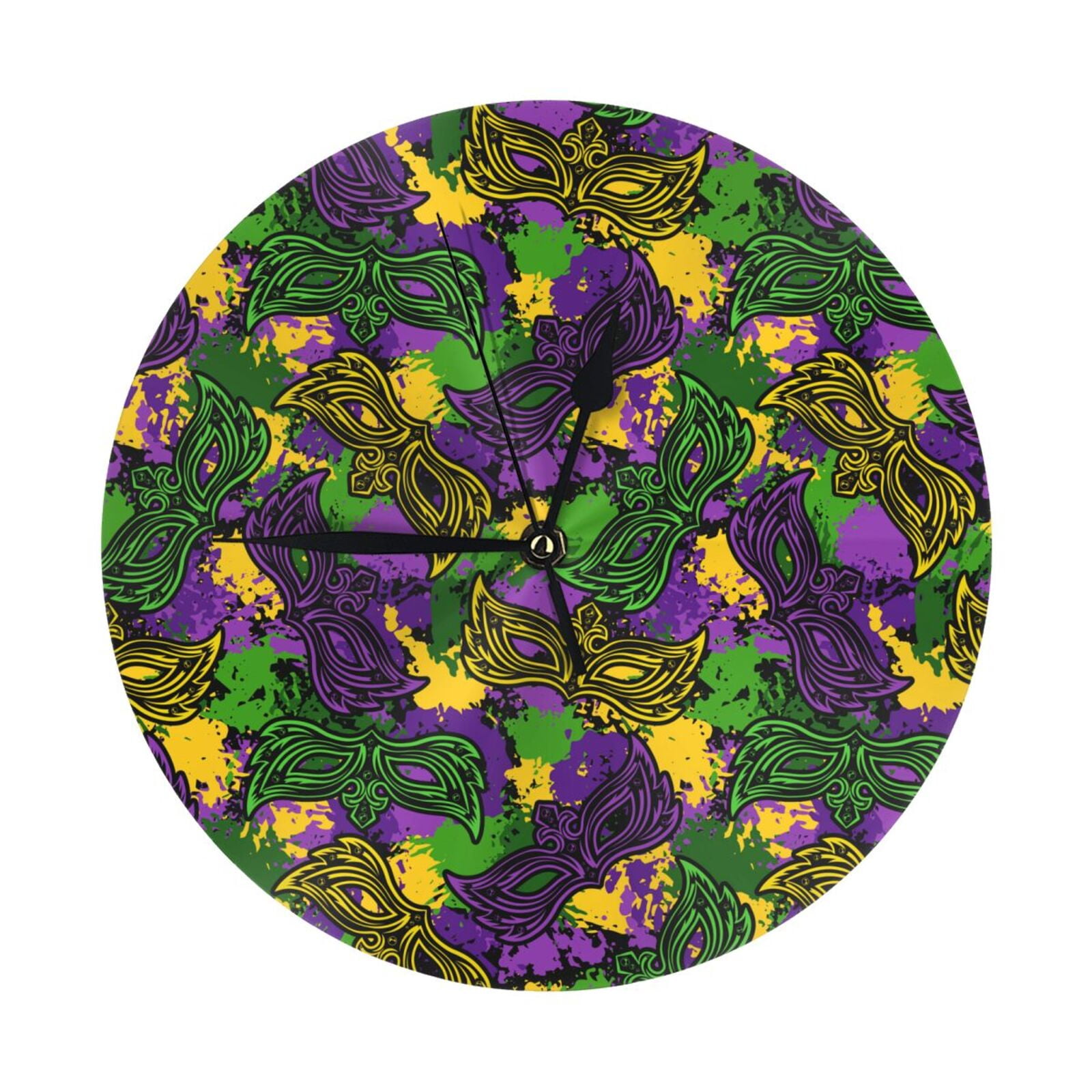 Wall Clock, Mardi Gras7 Wall Clocks Battery Operated Silent Kitchen ...