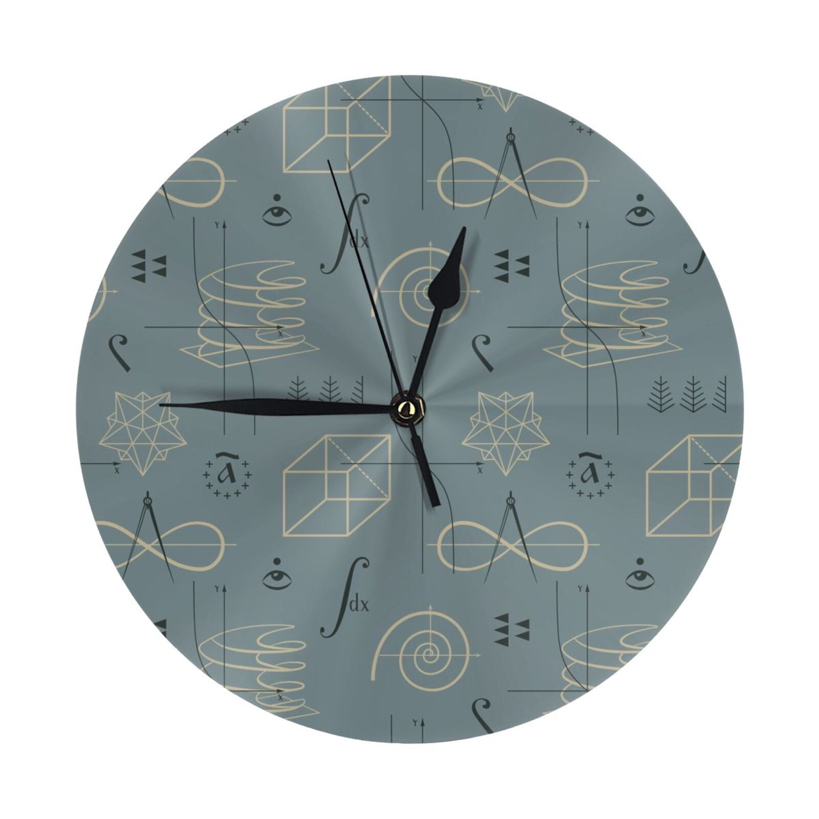 Wall Clock, Math Print Quadrant Wall Clocks Battery Operated Silent ...
