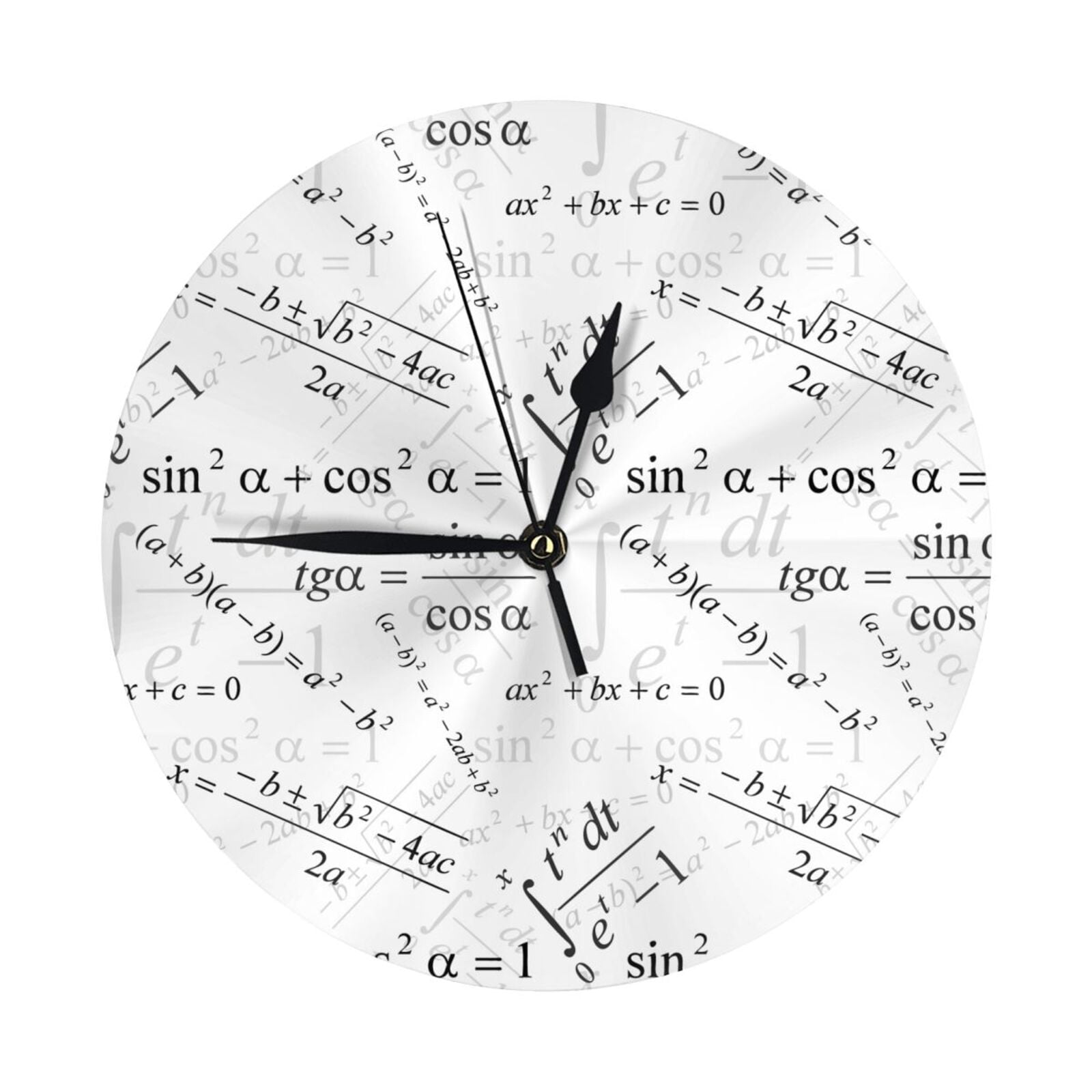 Wall Clock, Math Print formula Wall Clocks Battery Operated Silent ...