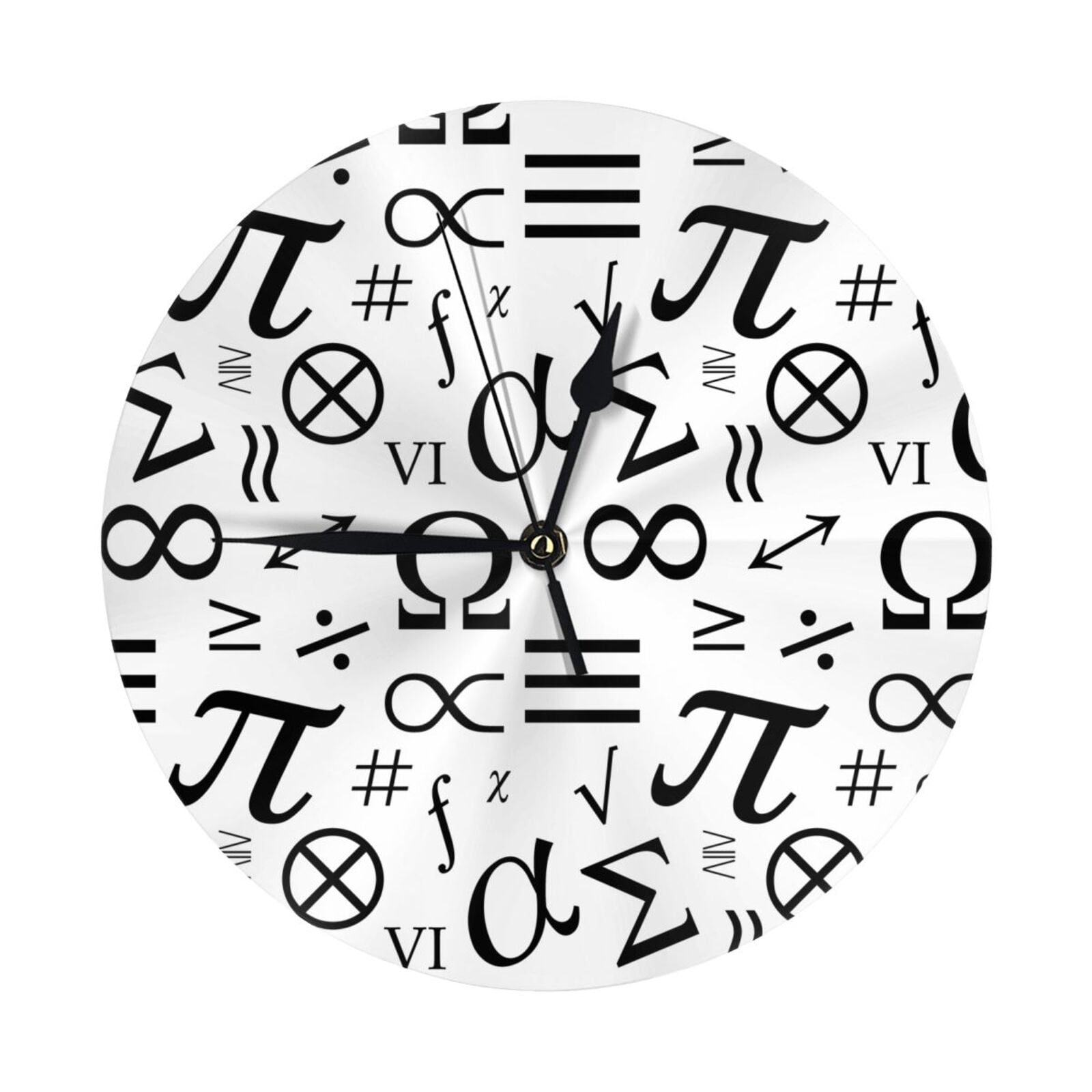 Wall Clock, Math Symbol Print funny Wall Clocks Battery Operated Silent ...