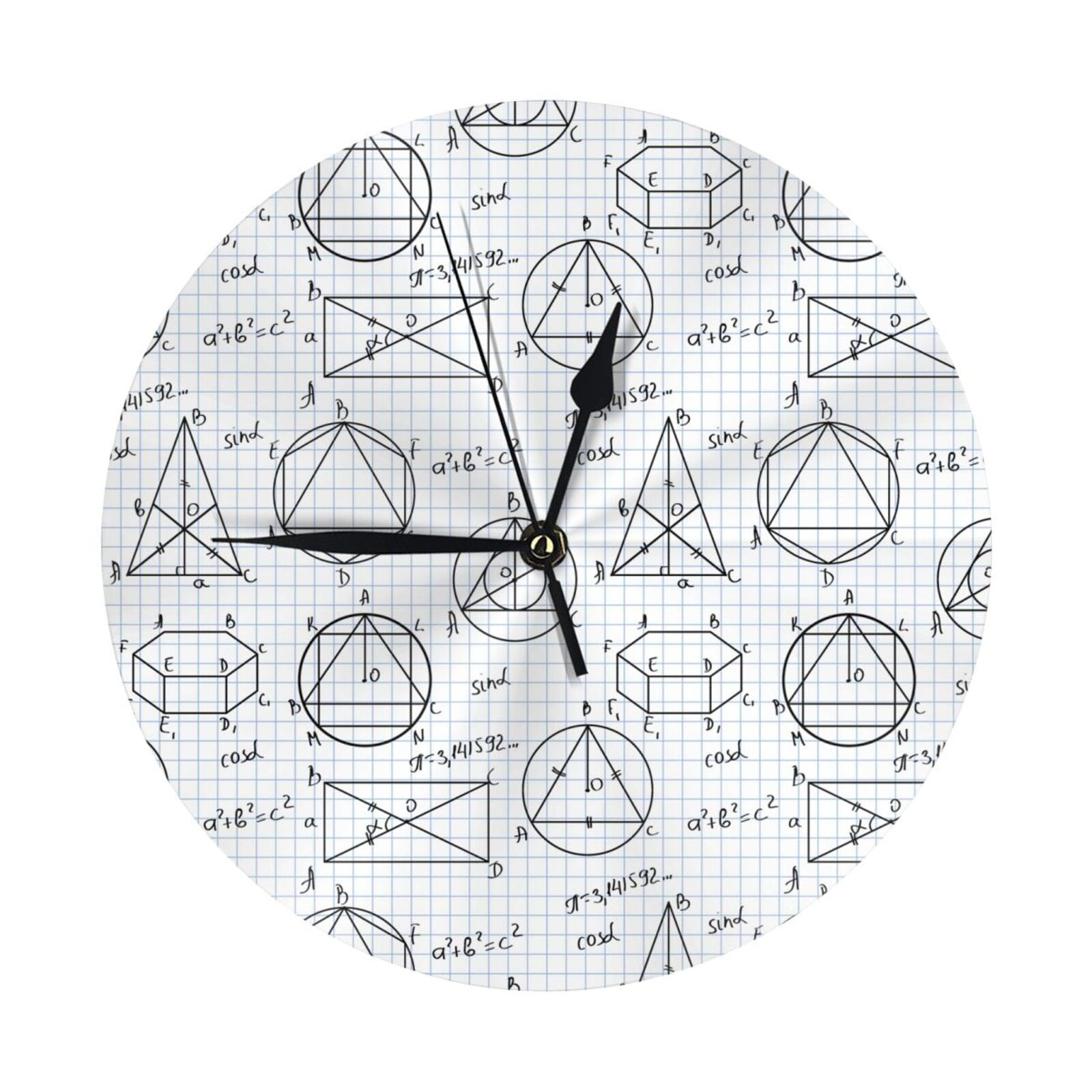 Wall Clock, Math formula Print Wall Clocks Battery Operated Silent ...