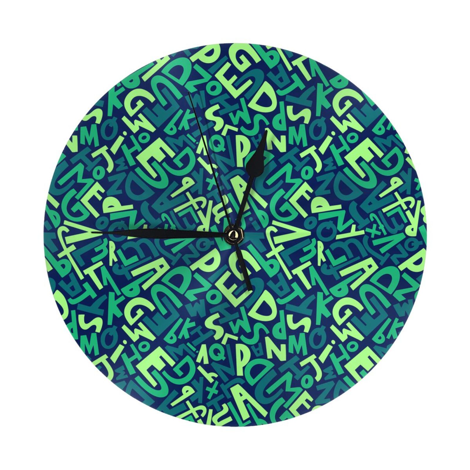 Wall Clock, Math letter Print green Wall Clocks Battery Operated Silent ...