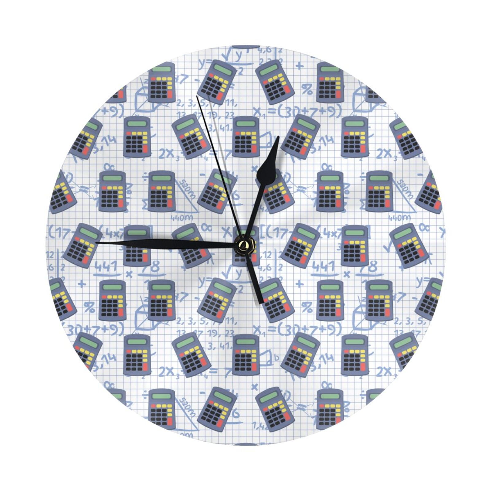 Wall Clock - Math number Print calculator 9.8 Inch Silent Non Ticking ...