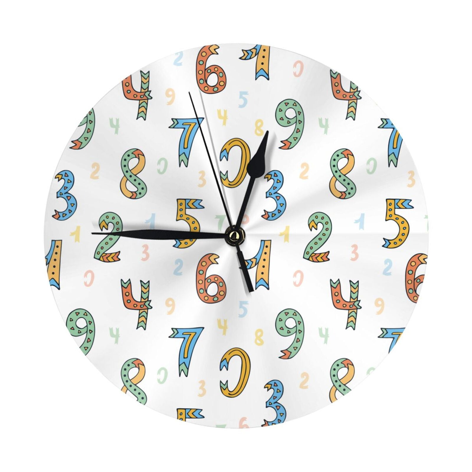 Wall Clock, Math number Print cartoon Wall Clocks Battery Operated ...