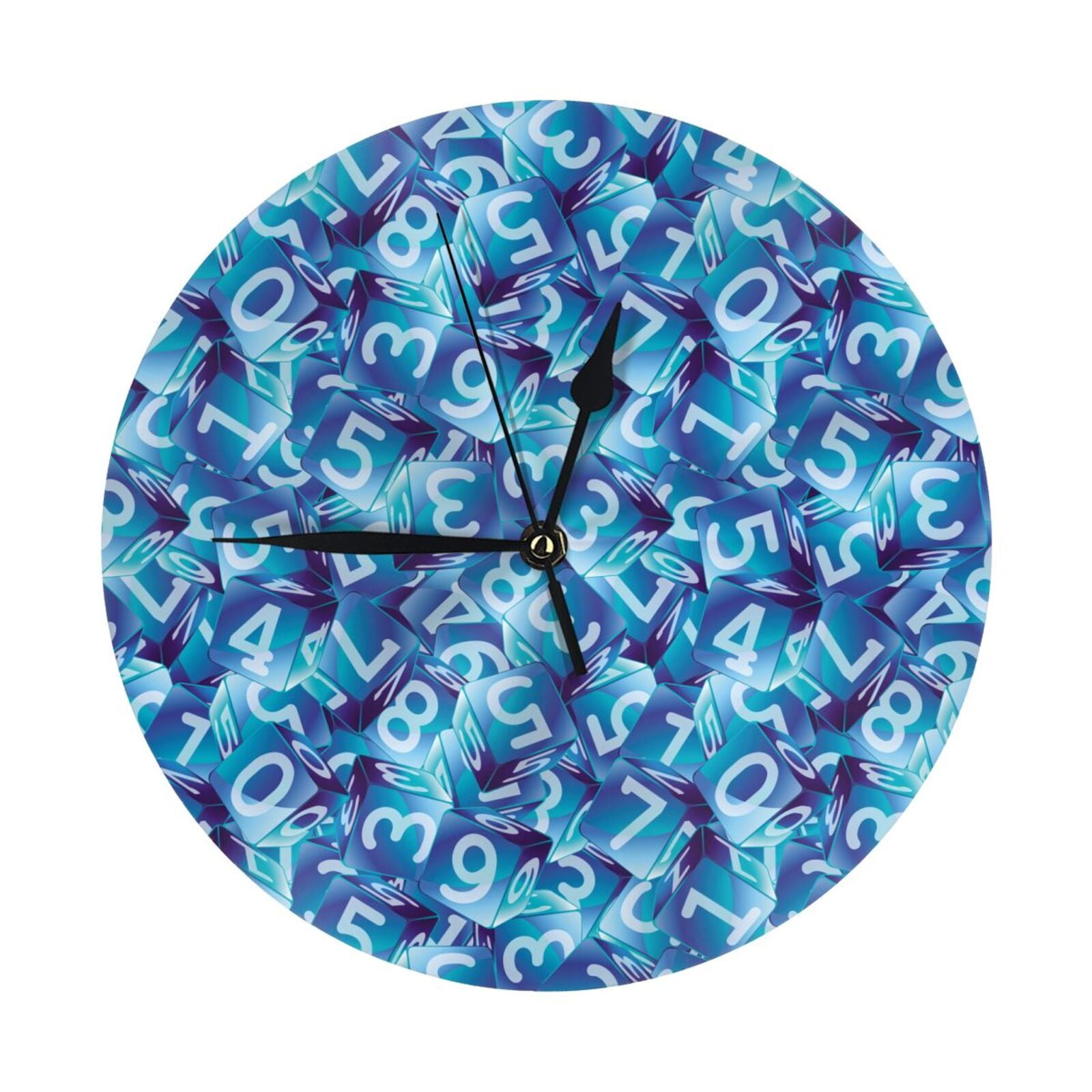 Wall Clock, Math number dice Print Wall Clocks Battery Operated Silent ...
