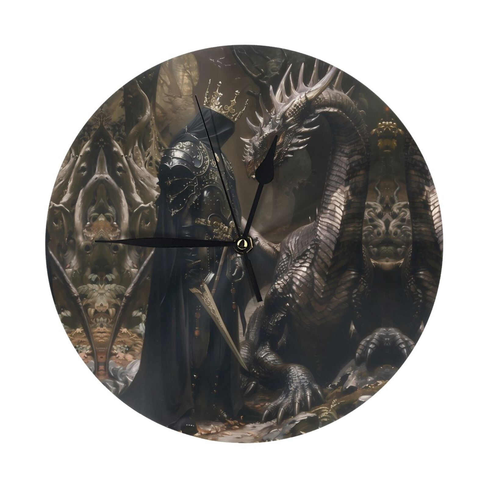Wall Clock, Medieval Knight And Dragon Wall Clocks Battery Operated ...